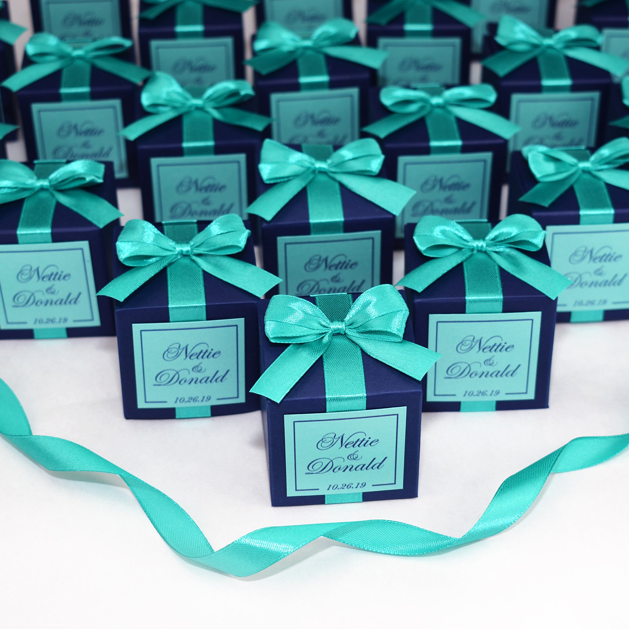 Navy Blue Wedding Favor Boxes for Guests. Elegant Wedding | Etsy