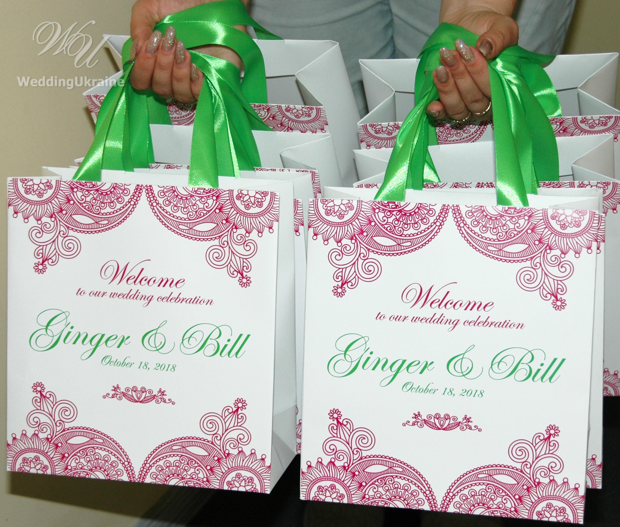 30 Wedding Welcome Bags for guests with satin ribbon handles | Etsy