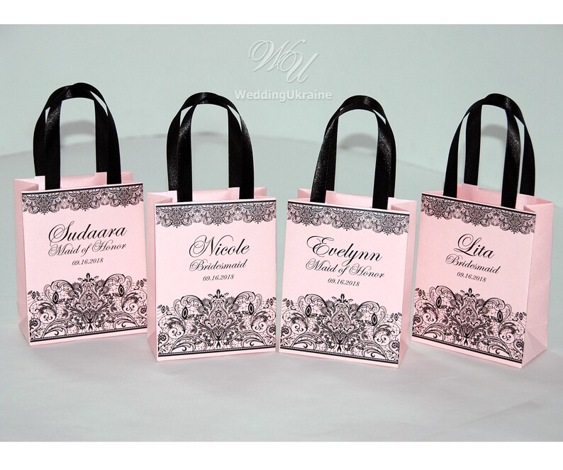 Medium White Paper Bags Light Pink Ribbon Handles » STRONGER