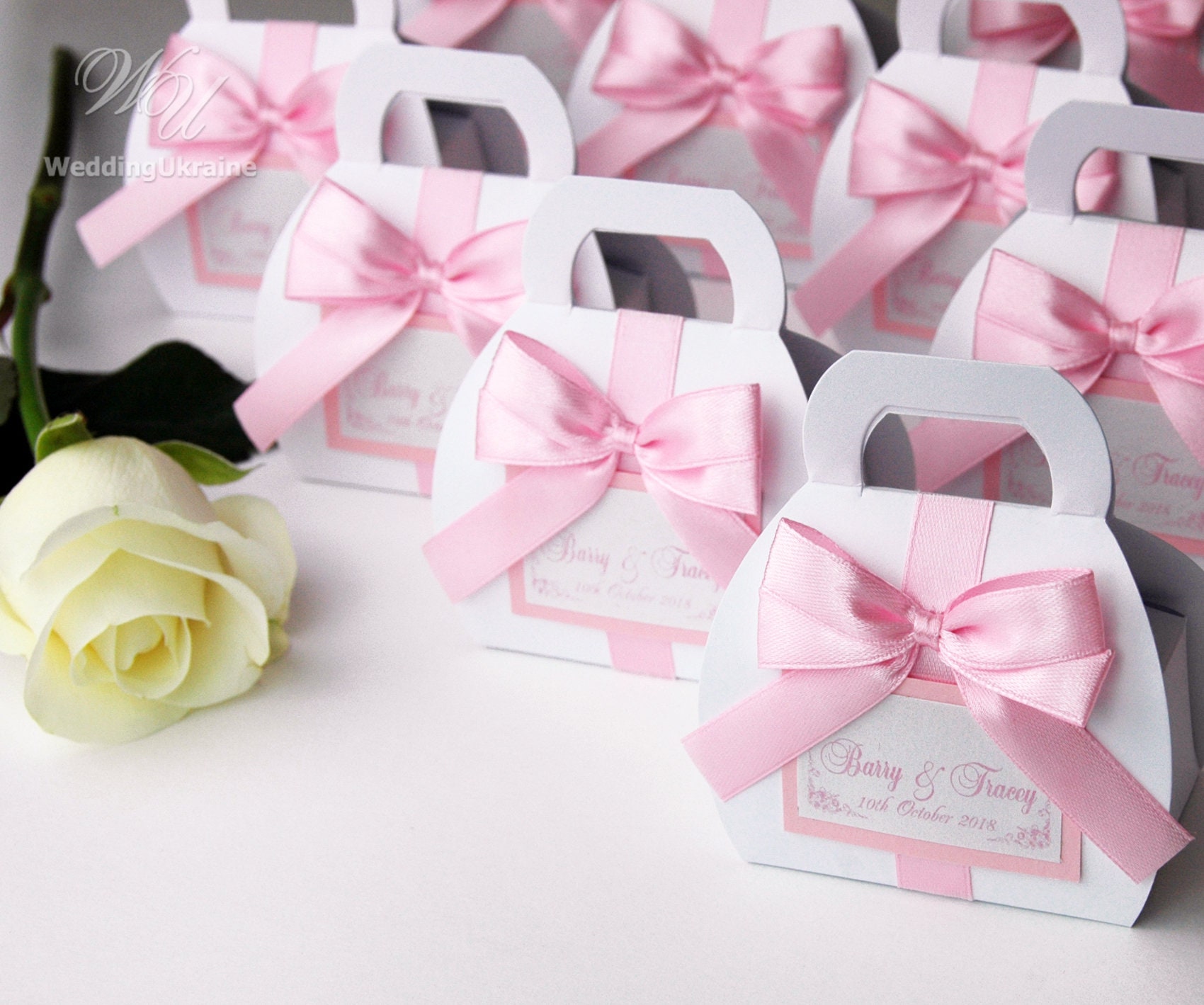 Light Pink Wedding Bonbonniere Elegant Favor Candy Boxes With | Etsy