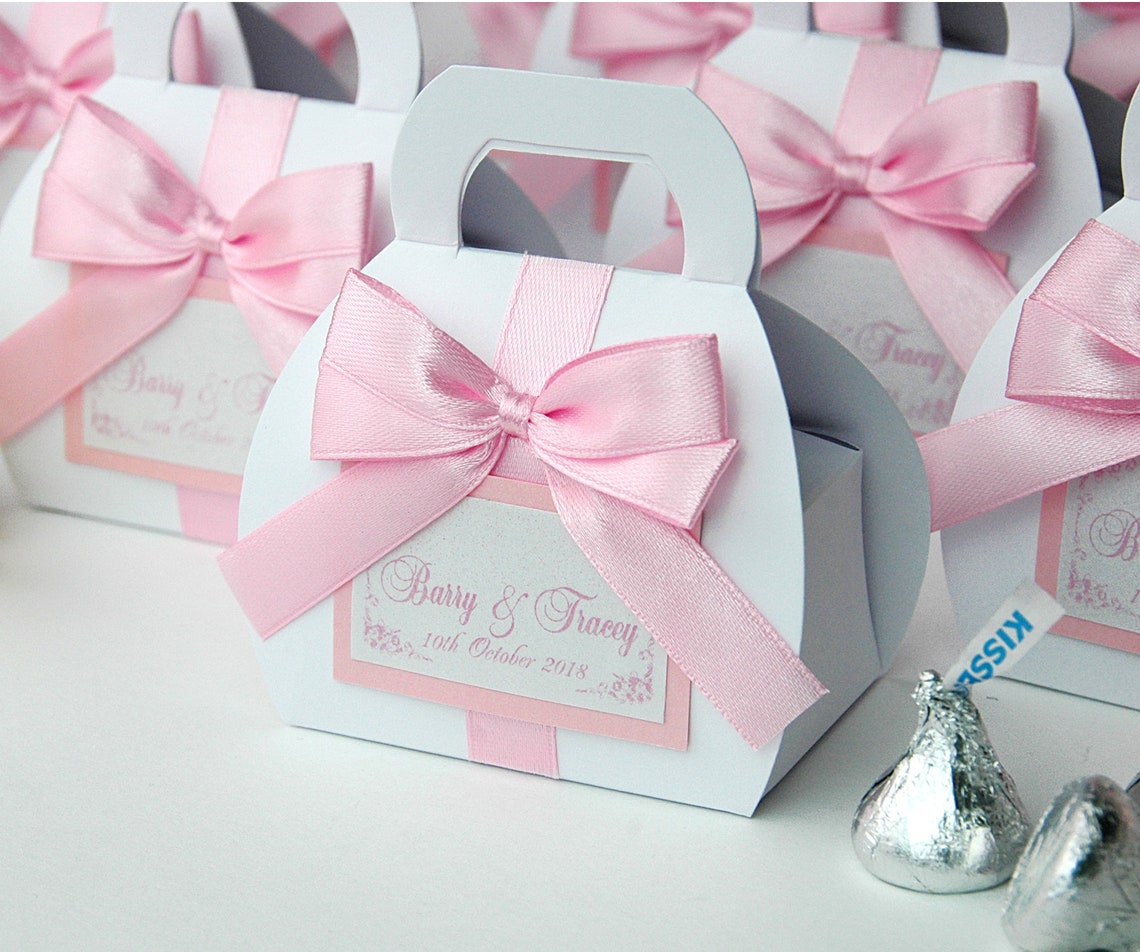 Light Pink Wedding Bonbonniere Elegant Favor Candy Boxes With - Etsy