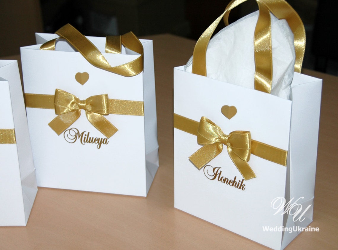 Elegant Gold Bride's Gift Bags Bridal Party Gift Bag - Etsy