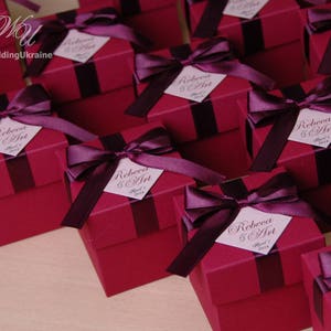 Burgundy Wedding Bonbonniere, Wedding Favor Boxes With Wine Burgundy ...