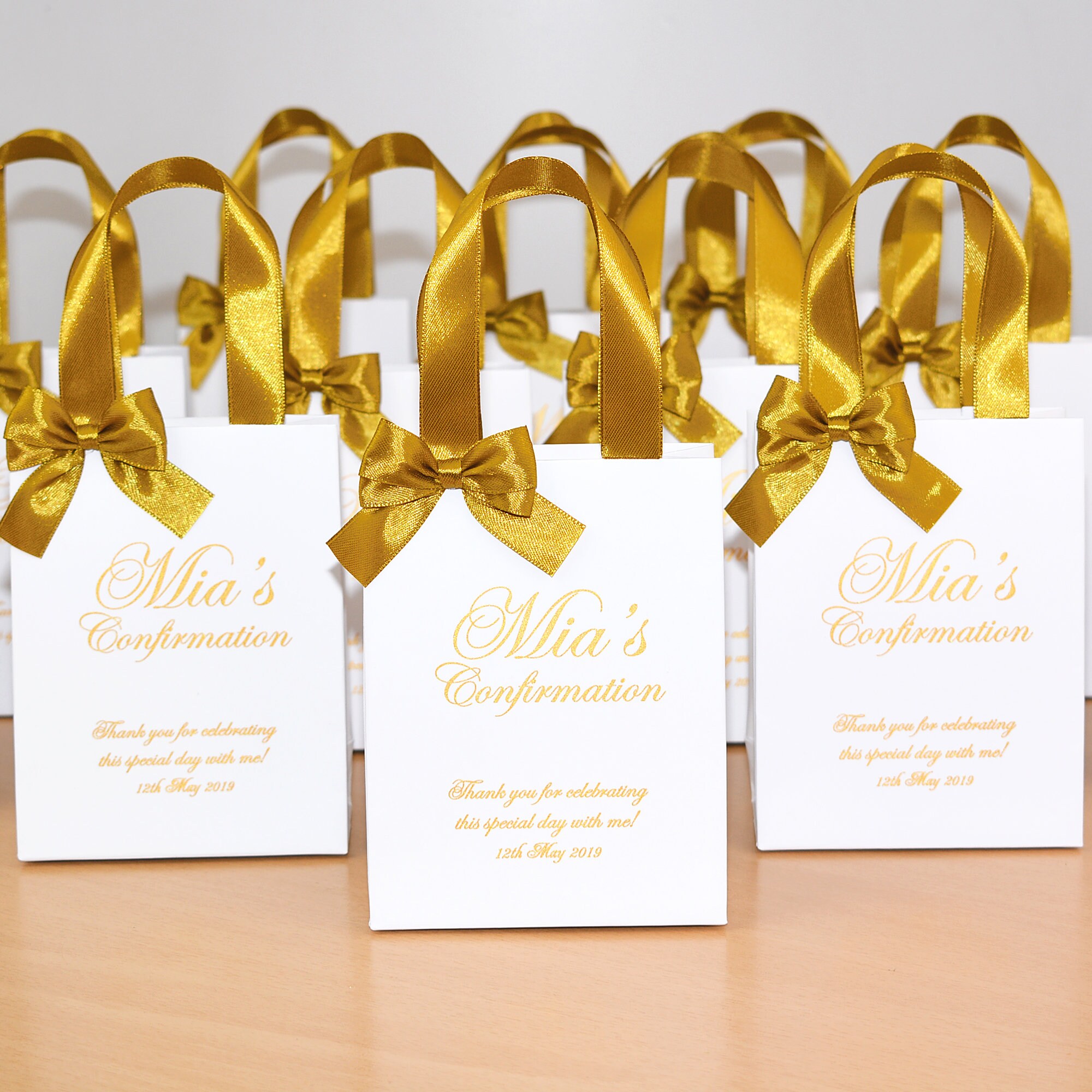 25 Confirmation Gift Bags With Satin Ribbon Handles, Bow and Custom ...
