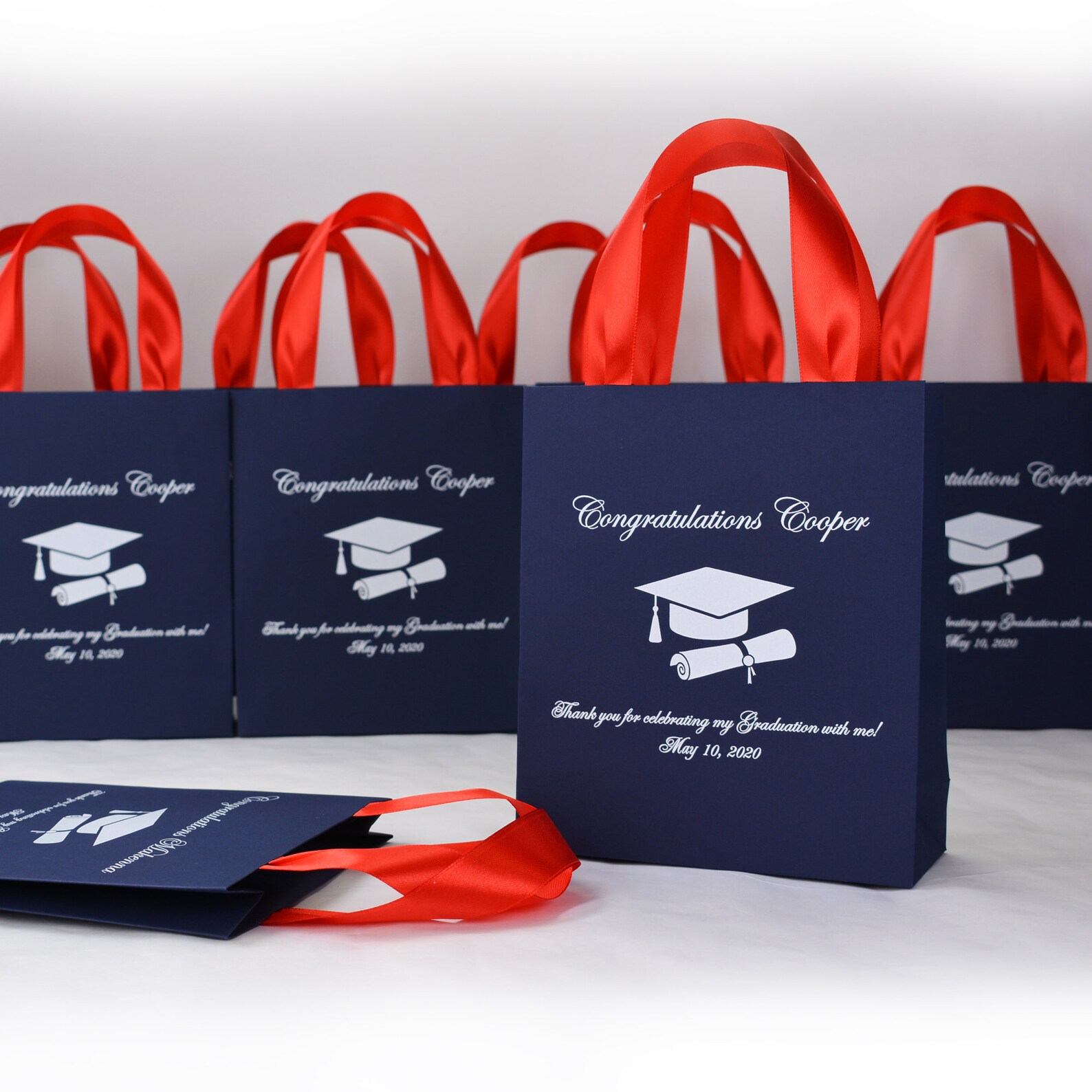 20 Graduation Celebration Bags With Satin Ribbon Handles and | Etsy