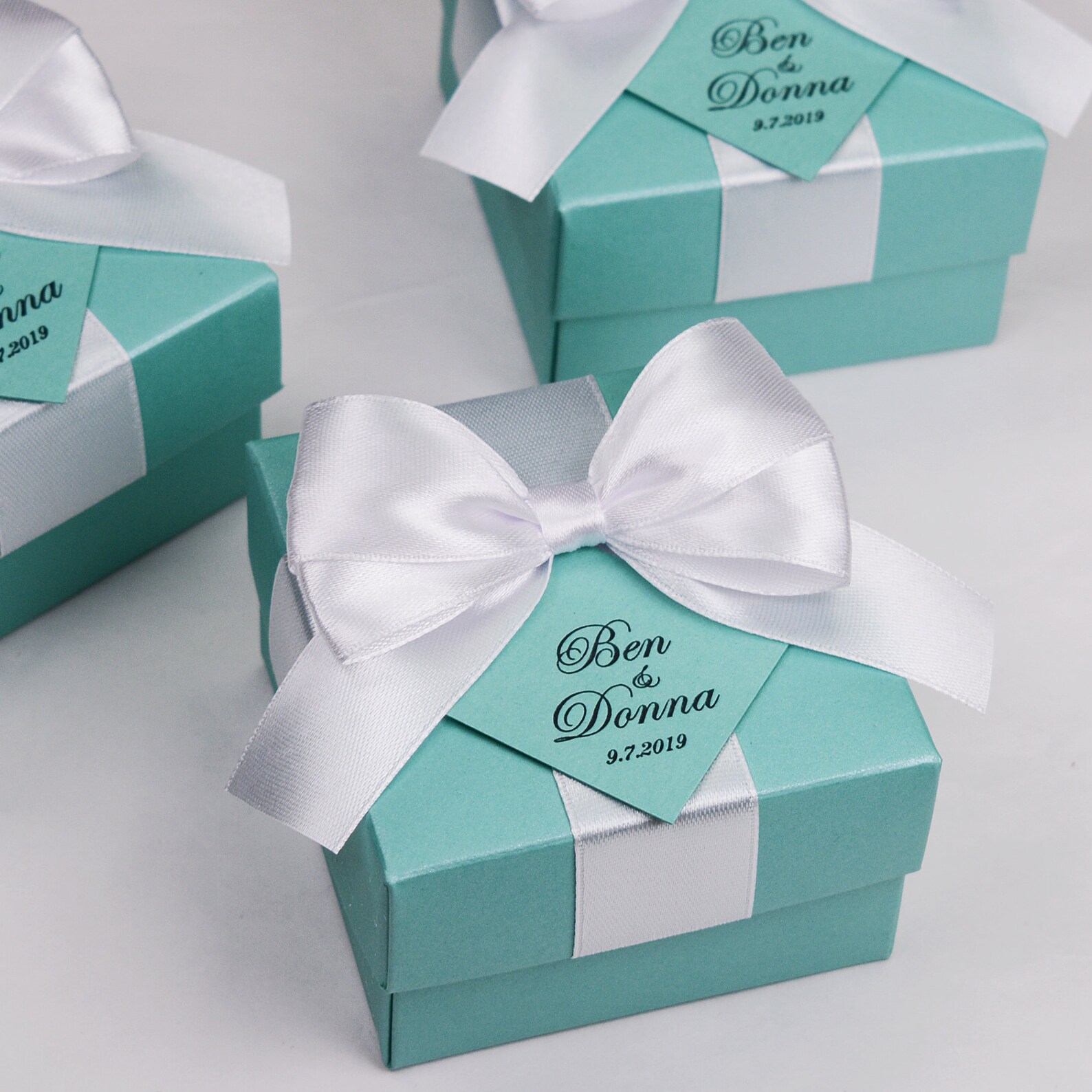 Wedding Favor Boxes With Satin Ribbon Bow and Your Names - Etsy