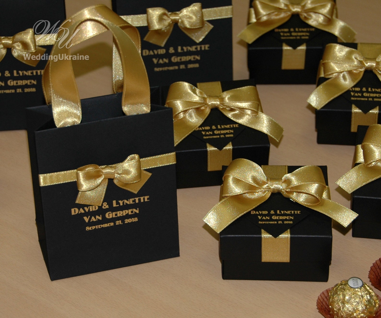 25 Chic Wedding Gift Bags With Satin Ribbon Handles Bow and - Etsy