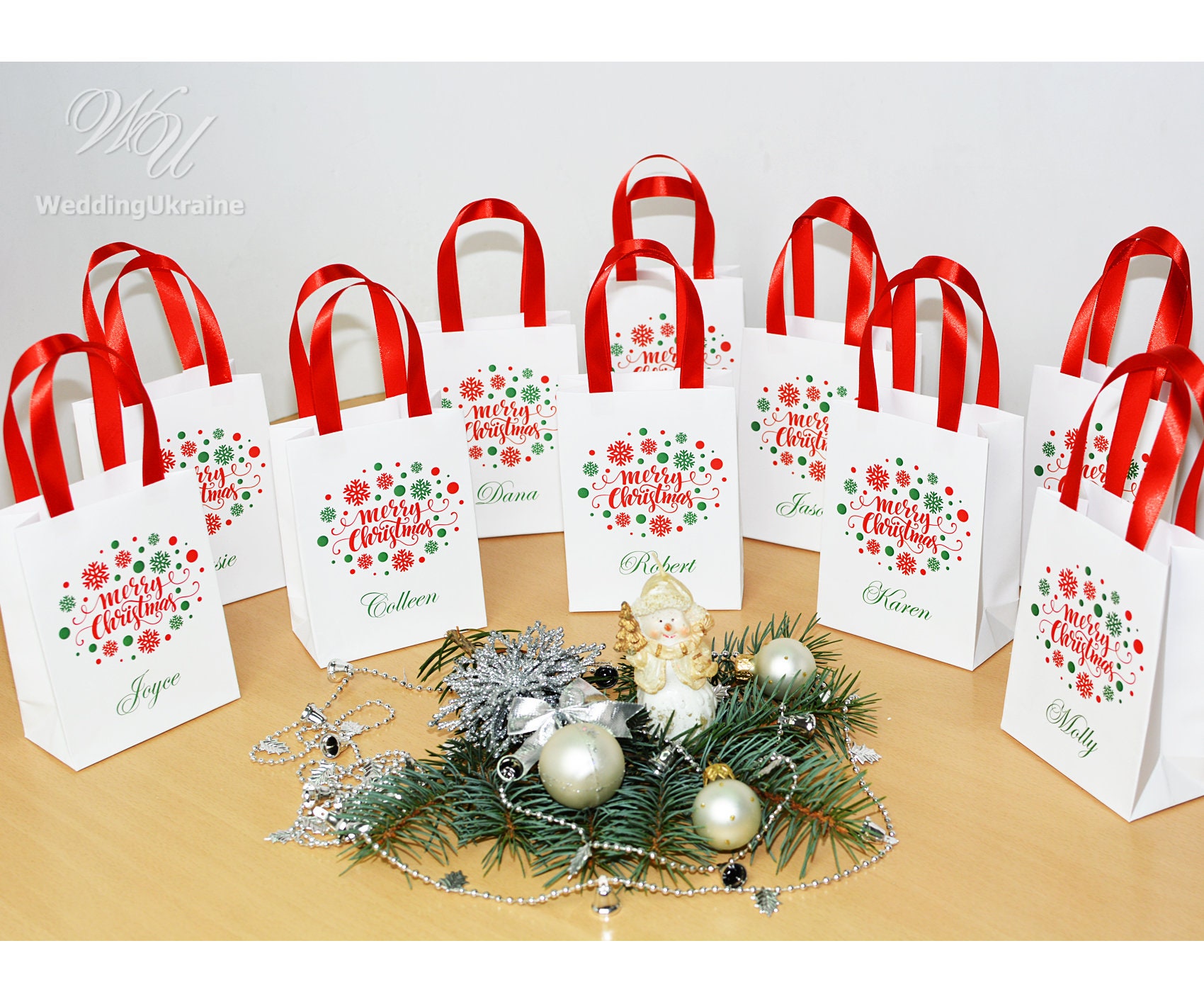 Chic Merry Christmas Gift Bags, Personalized Holiday Gift Bag With ...