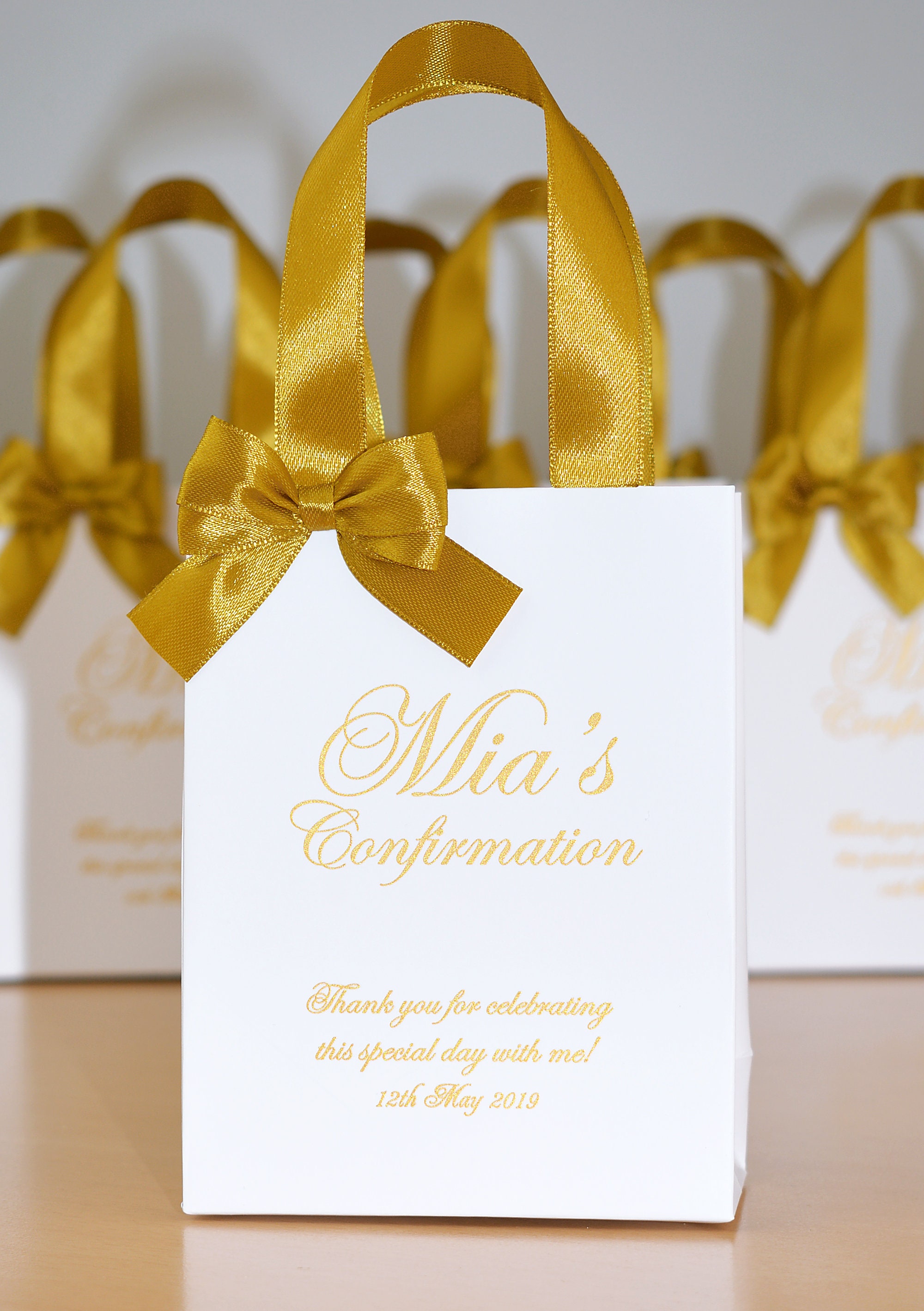 25 Confirmation Gift Bags With Satin Ribbon Handles, Bow and Custom ...