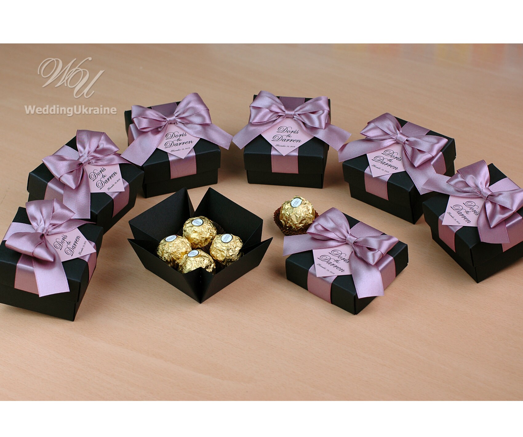 Silver Wedding Favor Gift Box With Satin Ribbon Bow and Your | Etsy