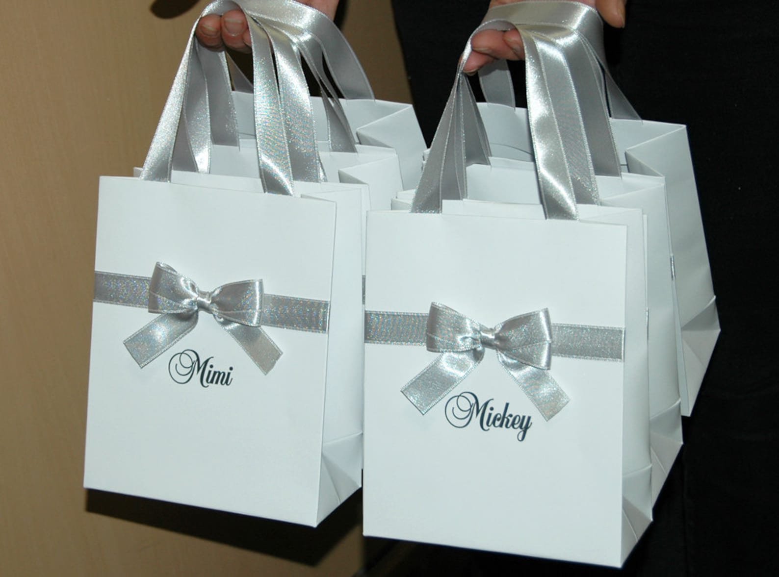 Bridesmaid's Gift Bags - Bridal Party Gift Bag Personalized With Name ...