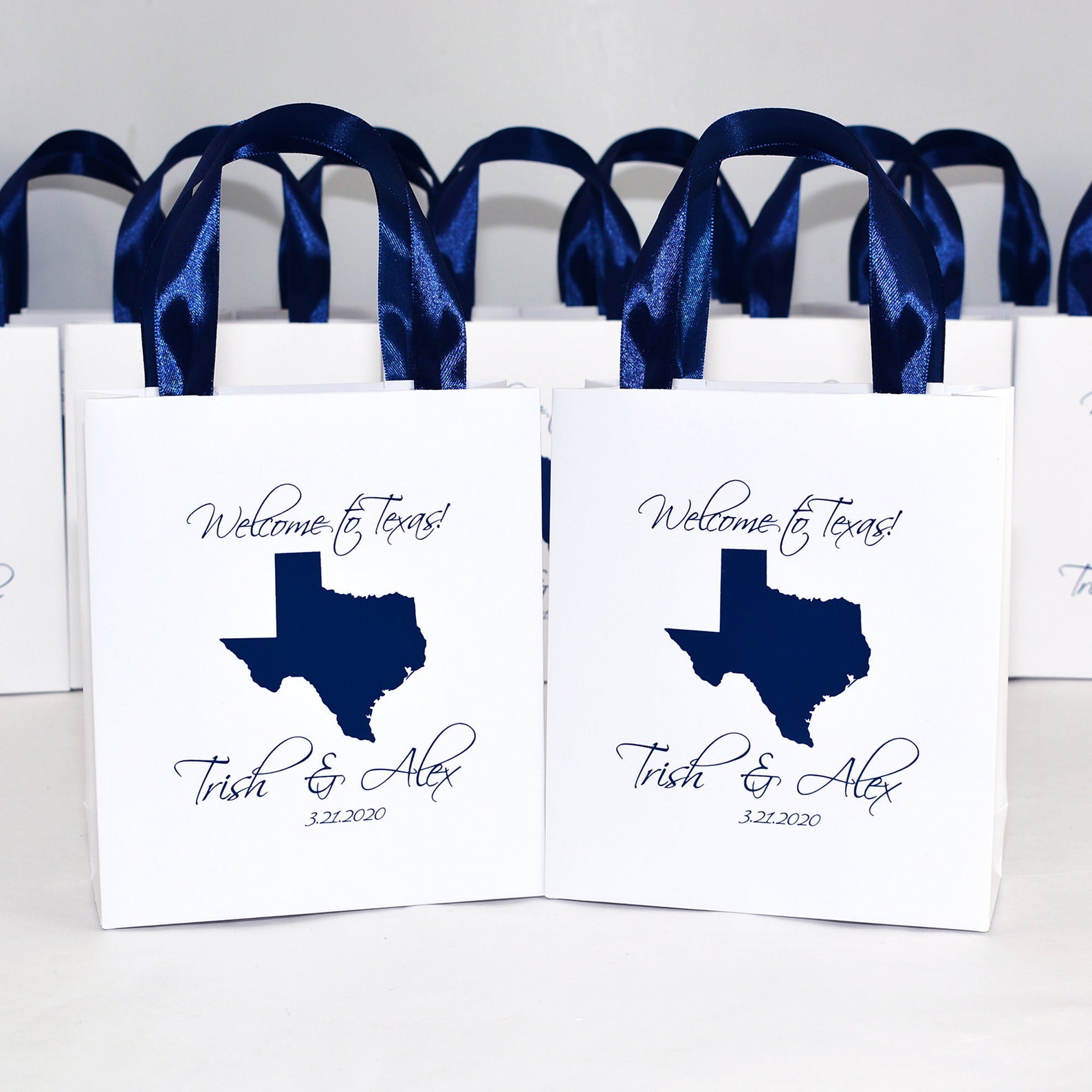 30 Texas Wedding Welcome Bags With Satin Ribbon Handles and Names ...