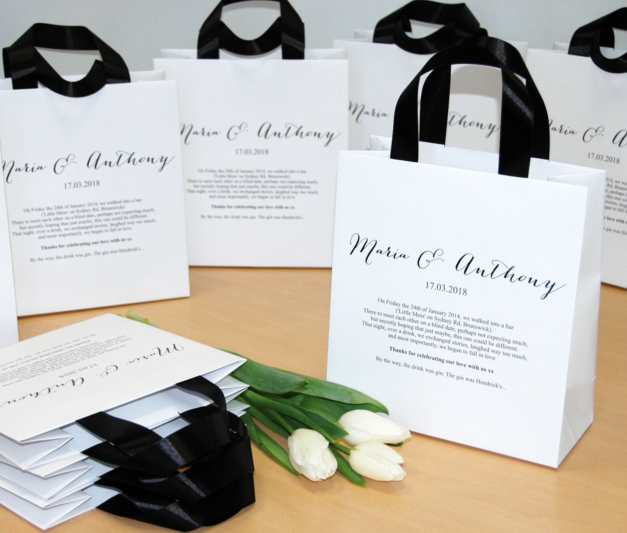 25 Custom Wedding Welcome Letter Bags with satin ribbon | Etsy