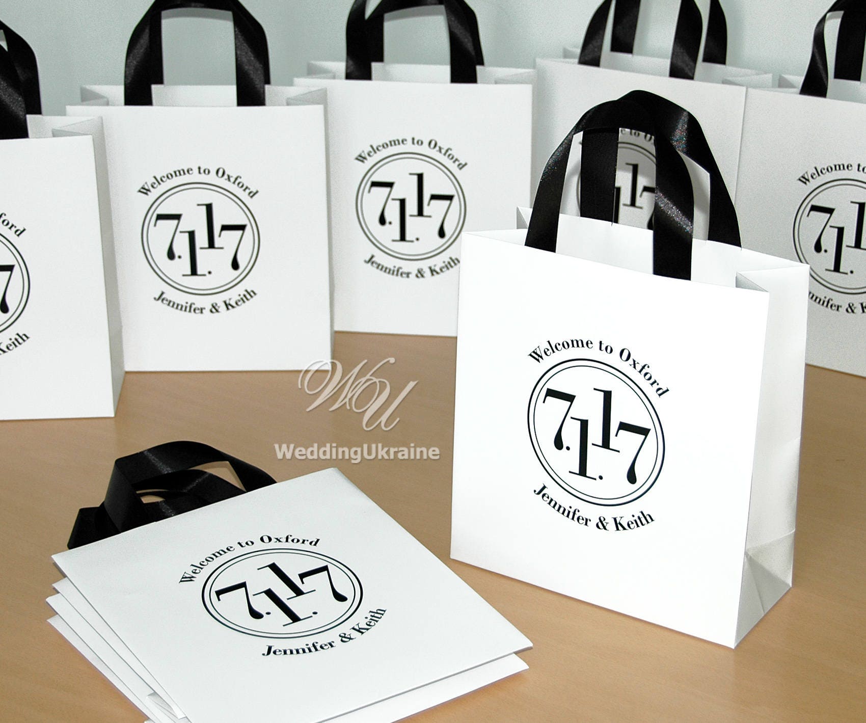 50 Wedding Welcome Bags for Wedding Guests With Black Satin Ribbon and ...