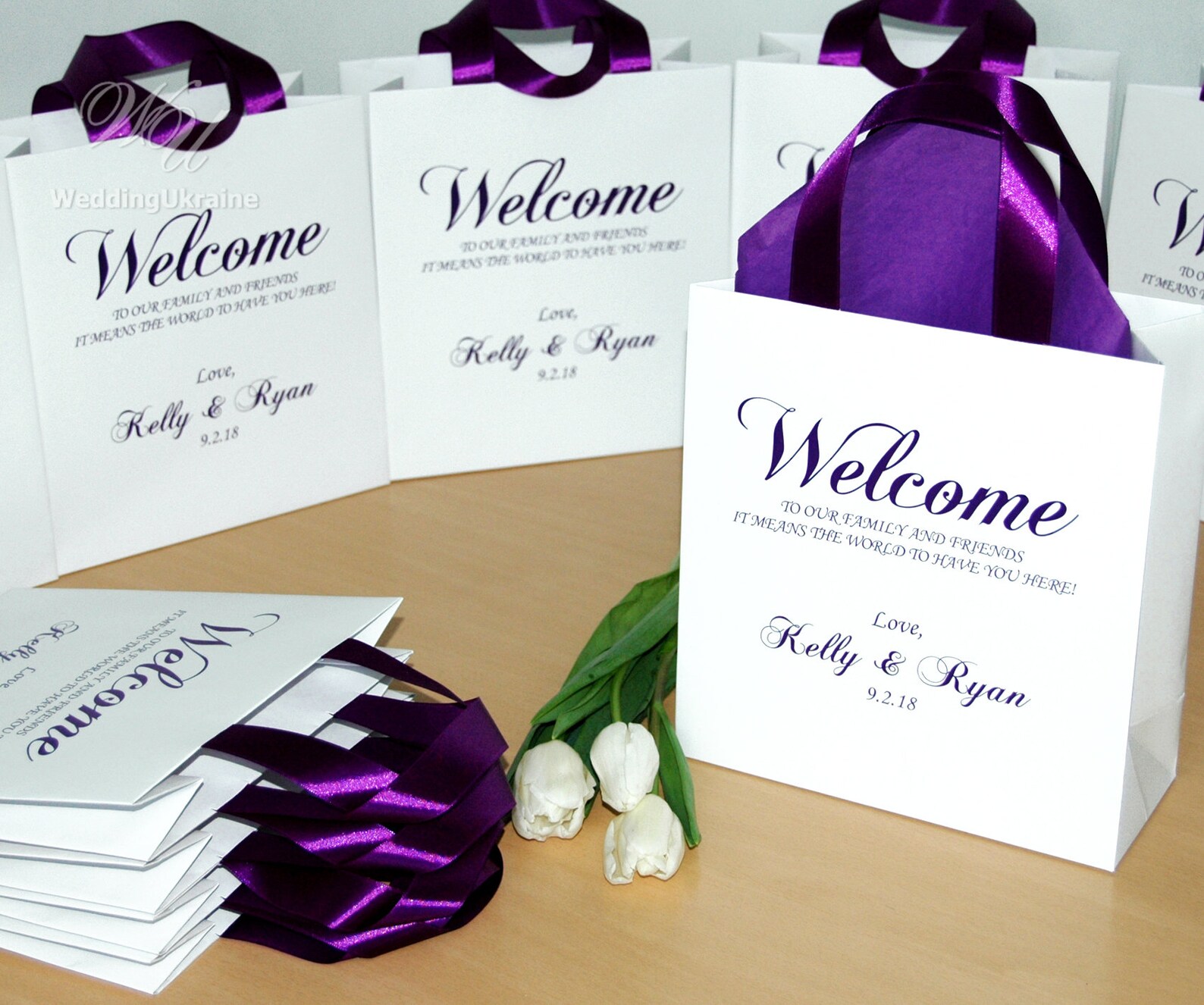 25 Navy Blue Wedding Welcome Bags for Favor for Guests, Elegant ...