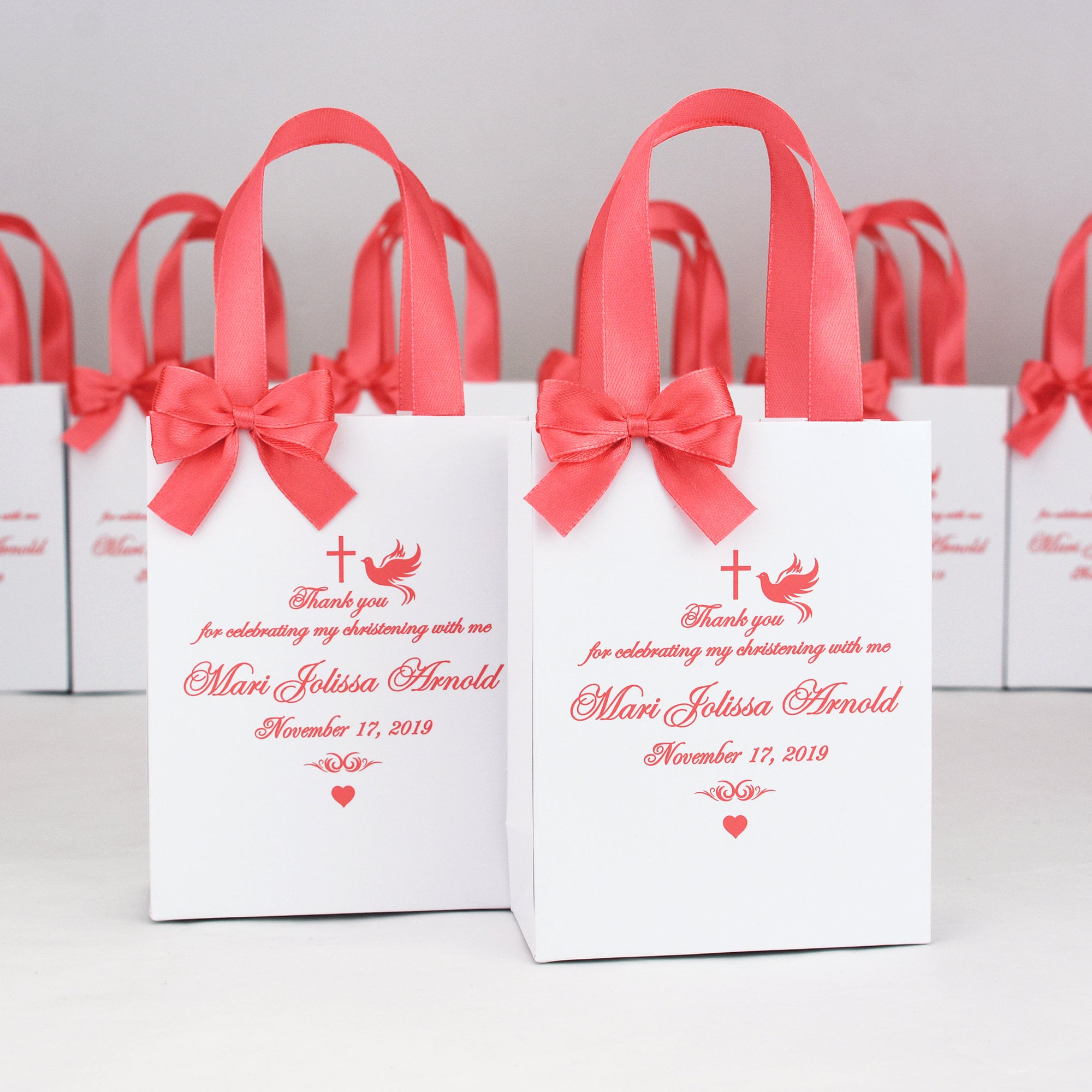 Elegant Christening or Baptism Favor Bags for Guests, Thank Your Bag ...
