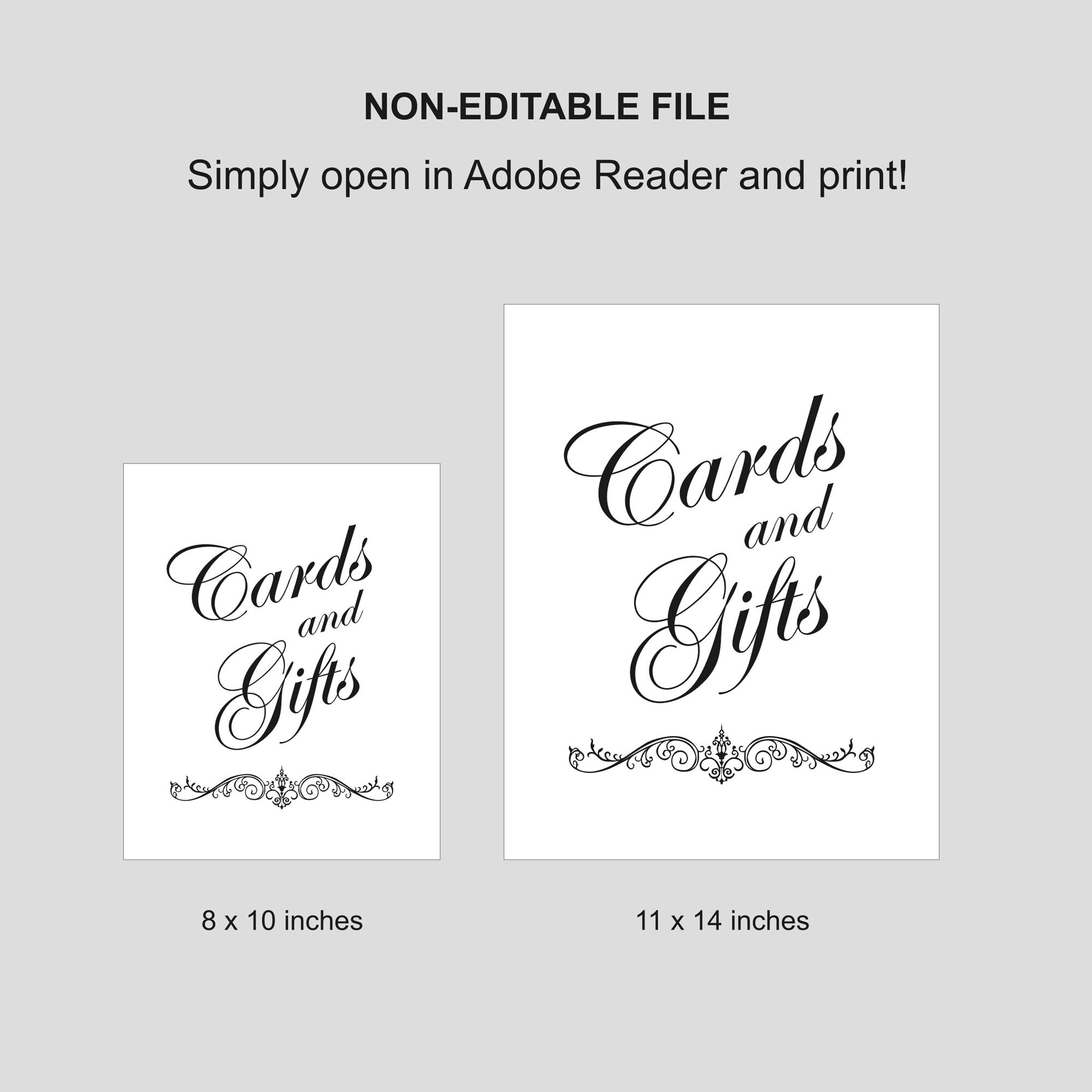 Elegant Cards & Gifts Sign Template Modern Calligraphy | Etsy