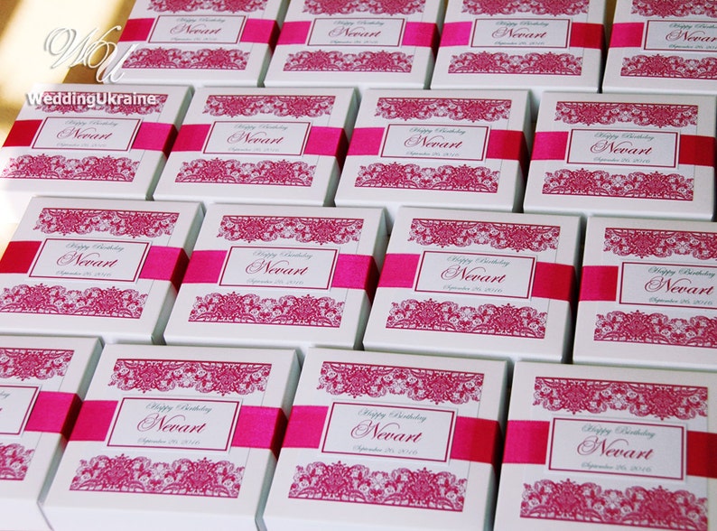Elegant Gift Boxes With Pink Satin Ribbon and Custom Name - Etsy