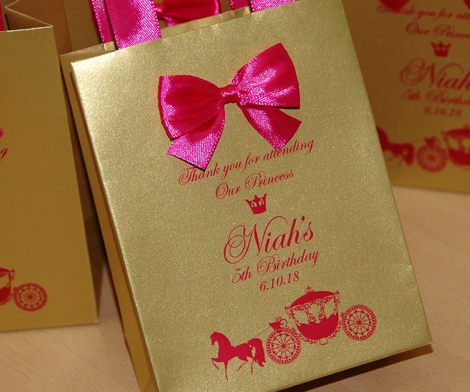 Gold & Pink Birthday Gift Bags for Party Favor for Guests, Thank Your ...