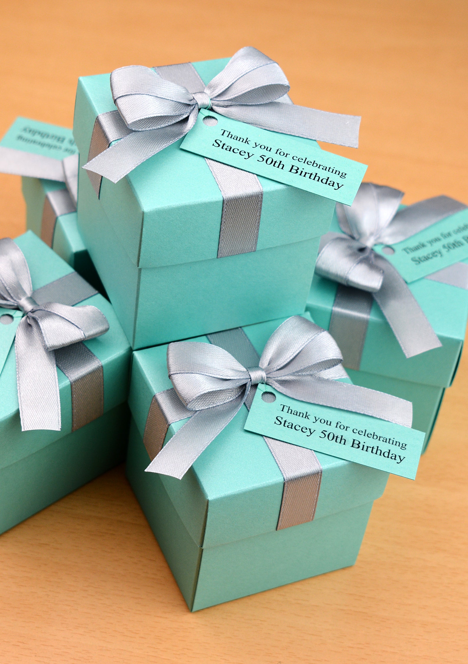 Personalized 50th Birthday Party Favor Box With Satin Bow and Custom ...