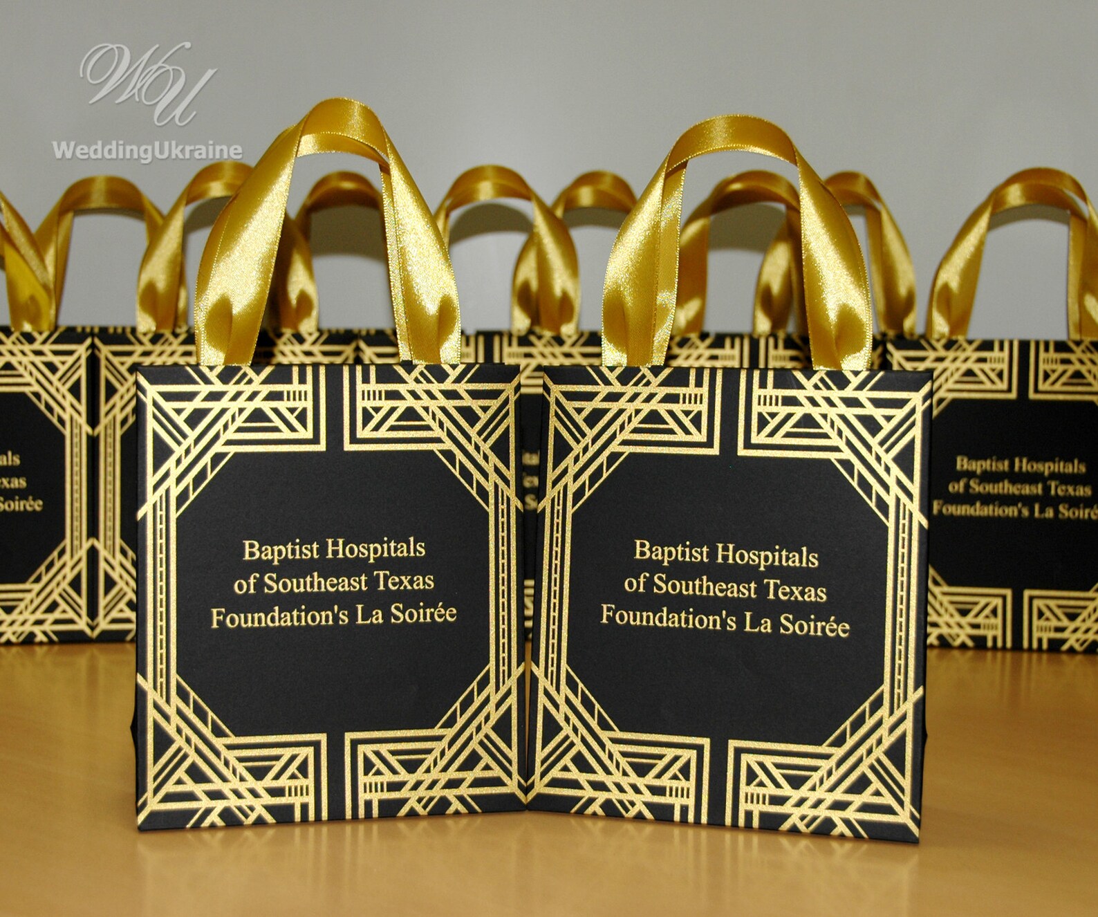 25 Gatsby Theme Gift Bags With Gold Satin Ribbon Handles and Custom ...