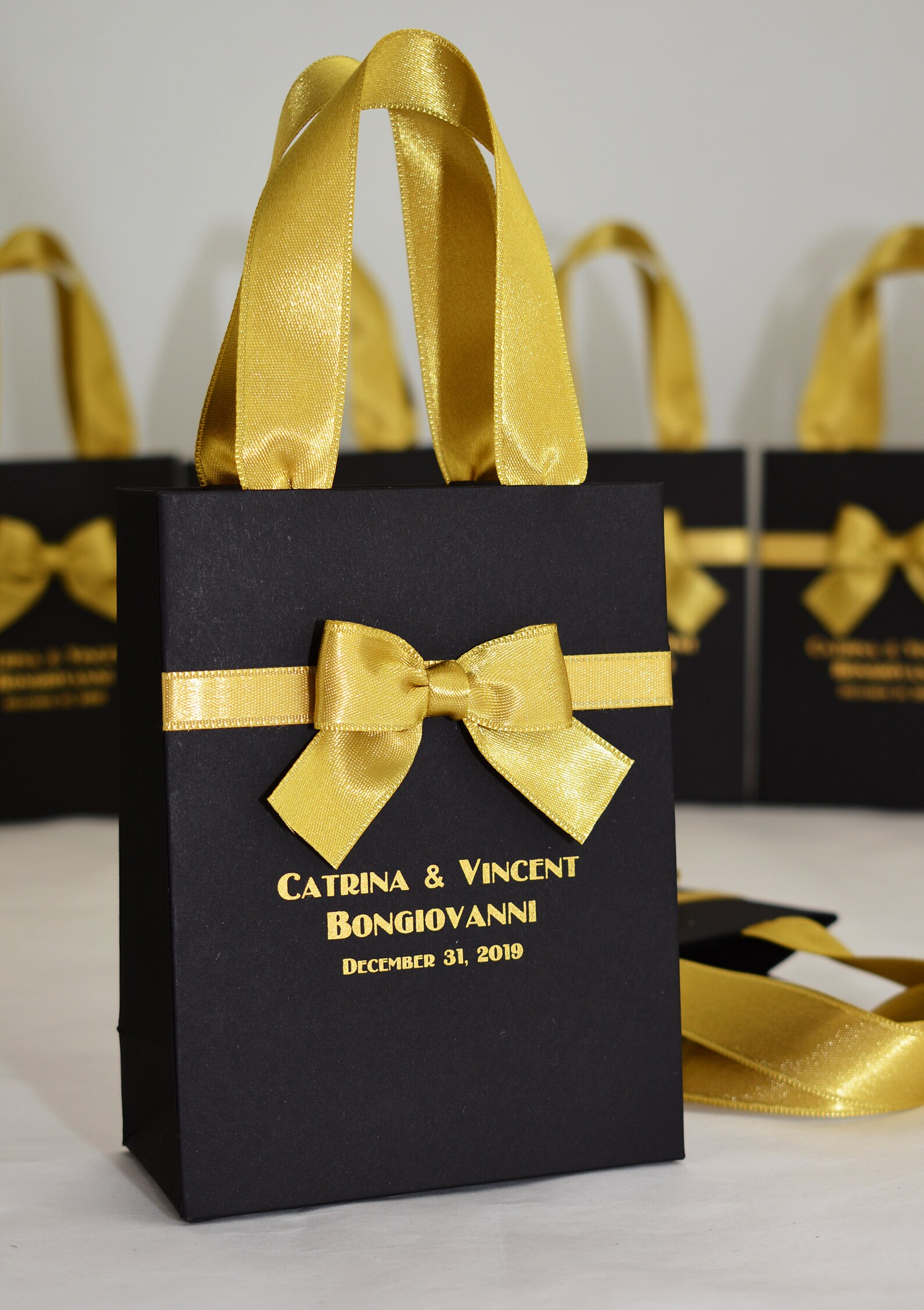 25 Chic Wedding Gift Bags With Satin Ribbon Handles Bow and - Etsy