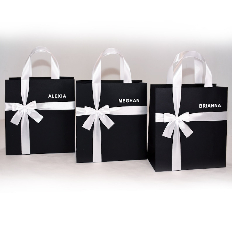 Elegant Bridesmaid Gift Bag With Satin Ribbon Handles Bow & - Etsy