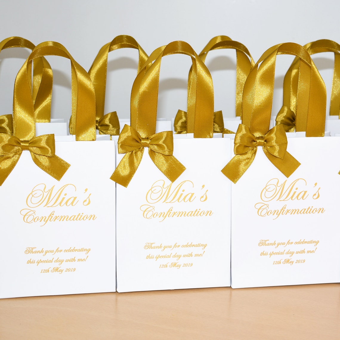 25 Confirmation Gift Bags With Satin Ribbon Handles, Bow and Custom ...