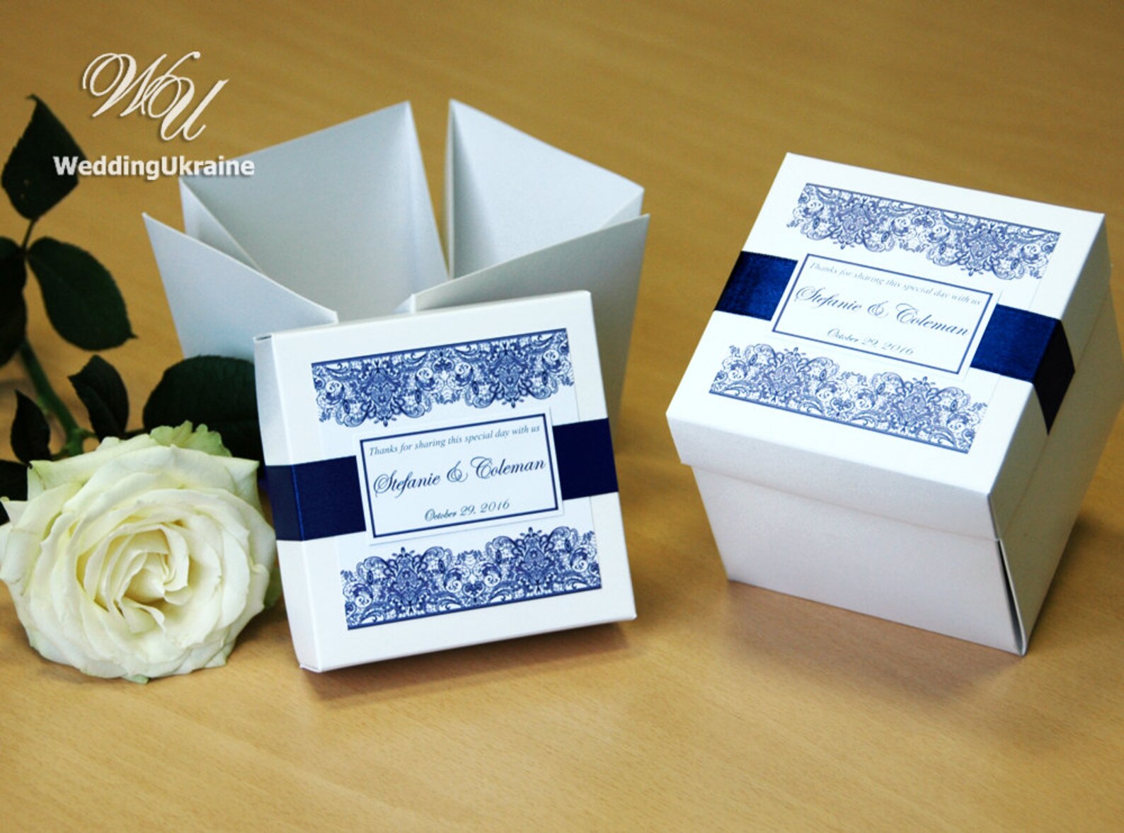 Wedding Gift Boxes With Satin Ribbon and Tag - Custom Personalized ...