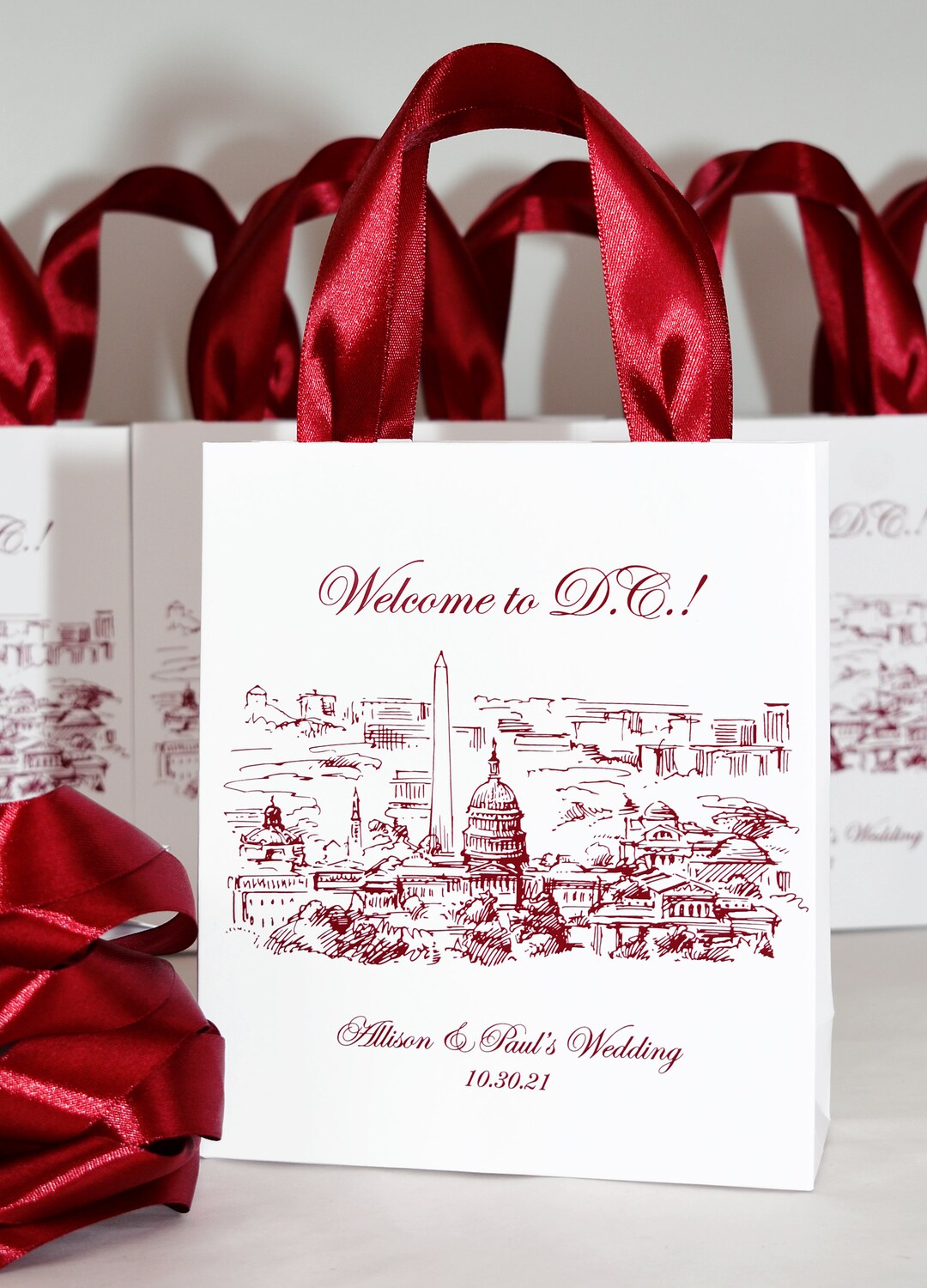 25 Welcome to Washington DC Wedding Bags With Satin Ribbon Handles ...