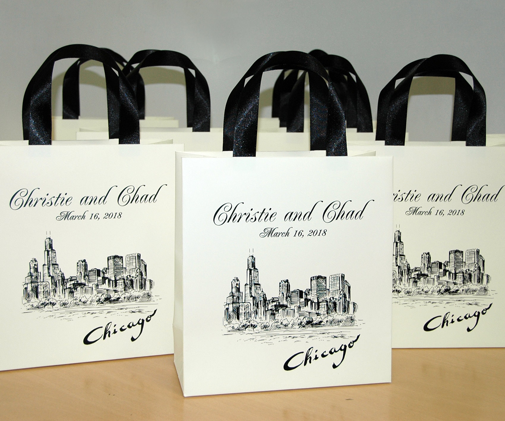 25 Wedding Welcome Bags With Satin Ribbon Handles and Your | Etsy