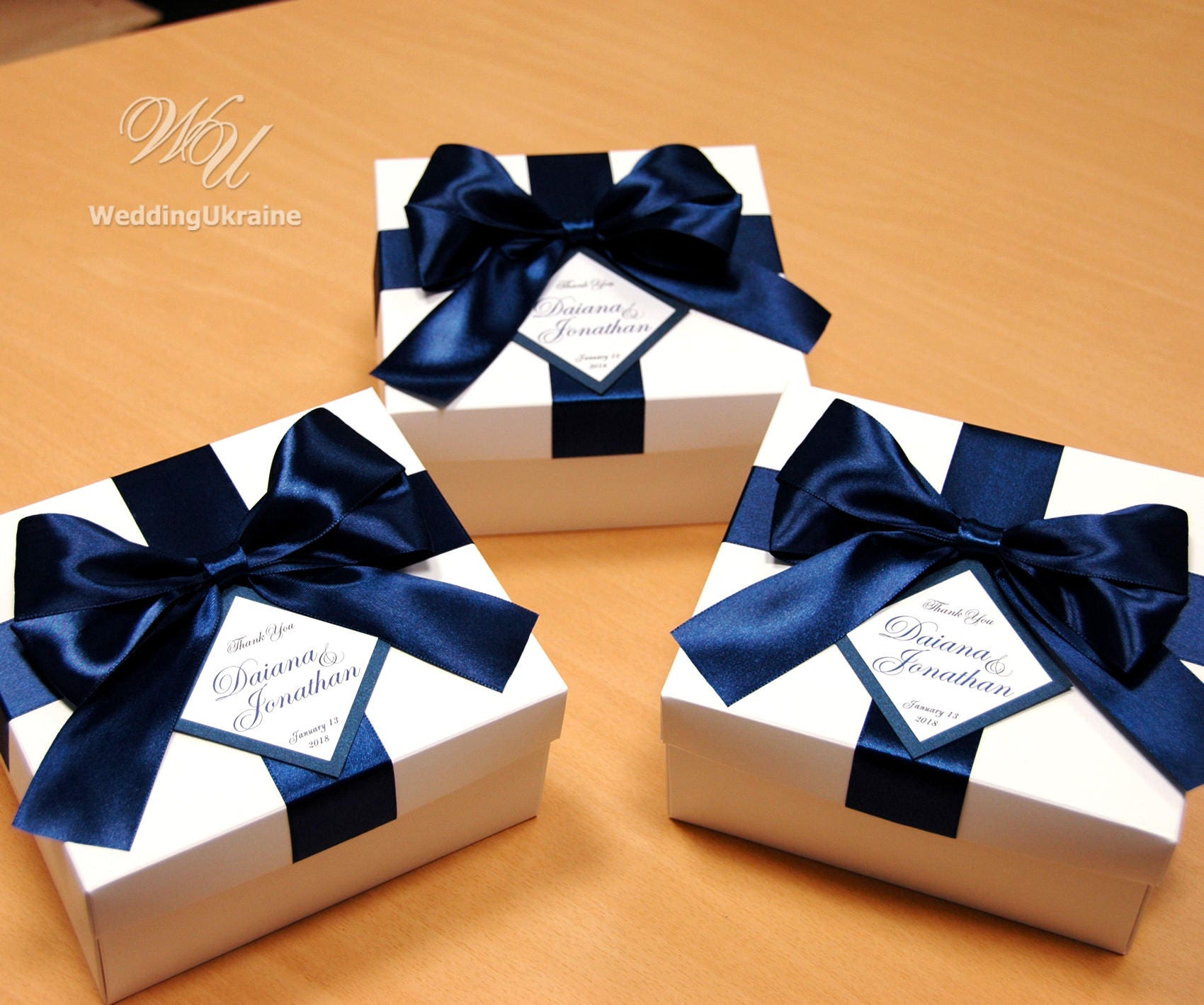 Chic Purple Wedding Favor Boxes With Satin Ribbon Big Bow and | Etsy