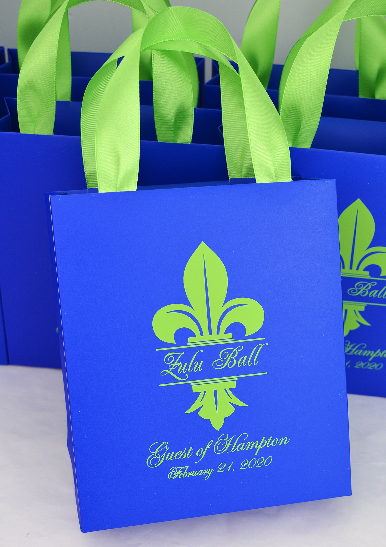25 Party Favor Bags for Guests, Elegant Personalized Royal Blue Gift ...