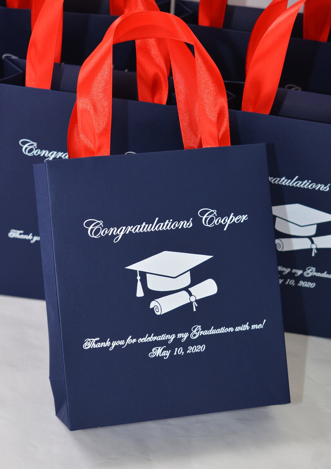 20 Graduation Celebration Bags With Satin Ribbon Handles and | Etsy