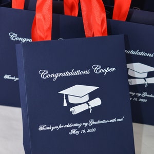 20 Graduation Celebration Bags With Satin Ribbon Handles and Custom ...