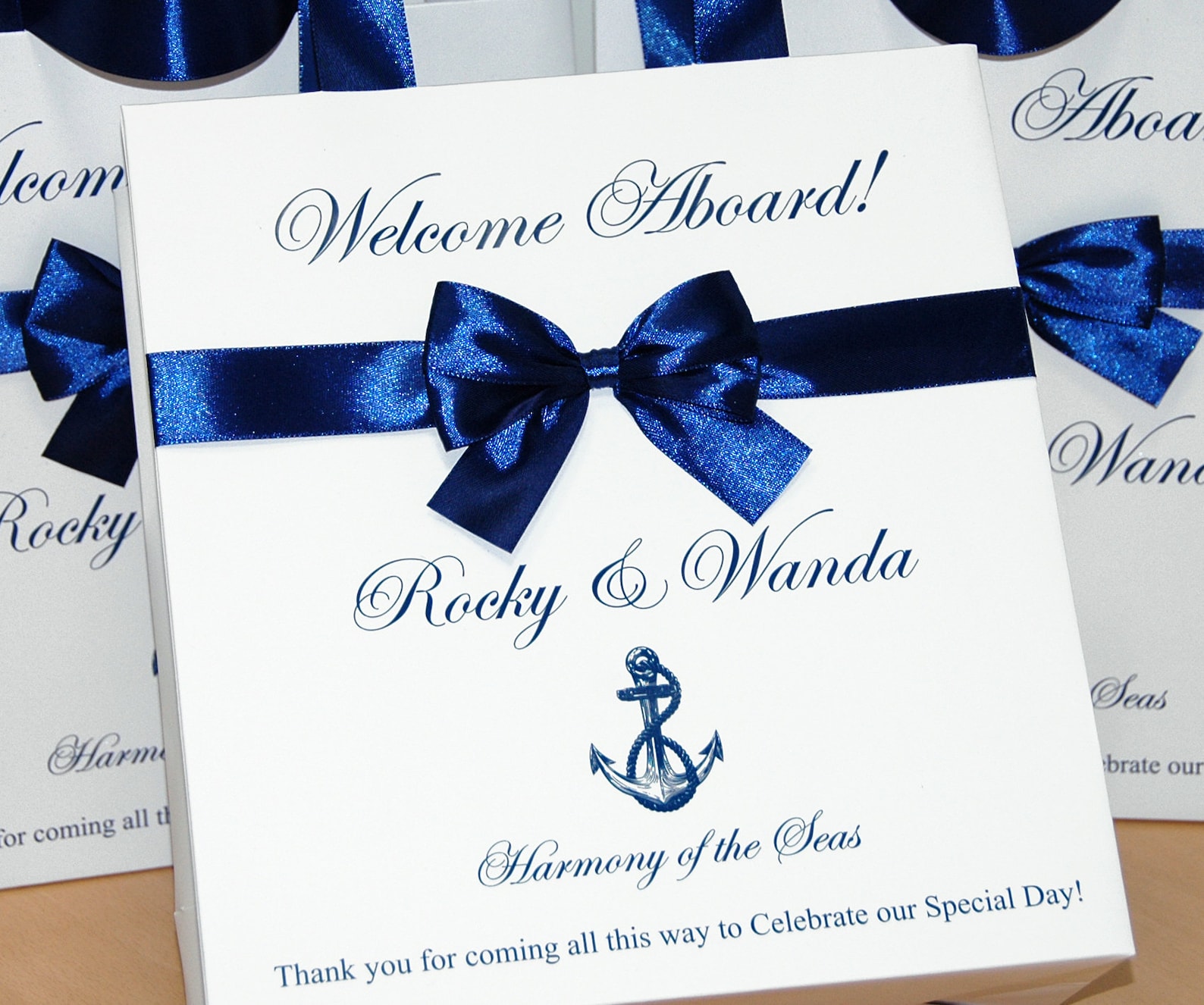 25 Welcome Aboard Wedding Welcome Bags With Satin Ribbon Handles, Bow ...