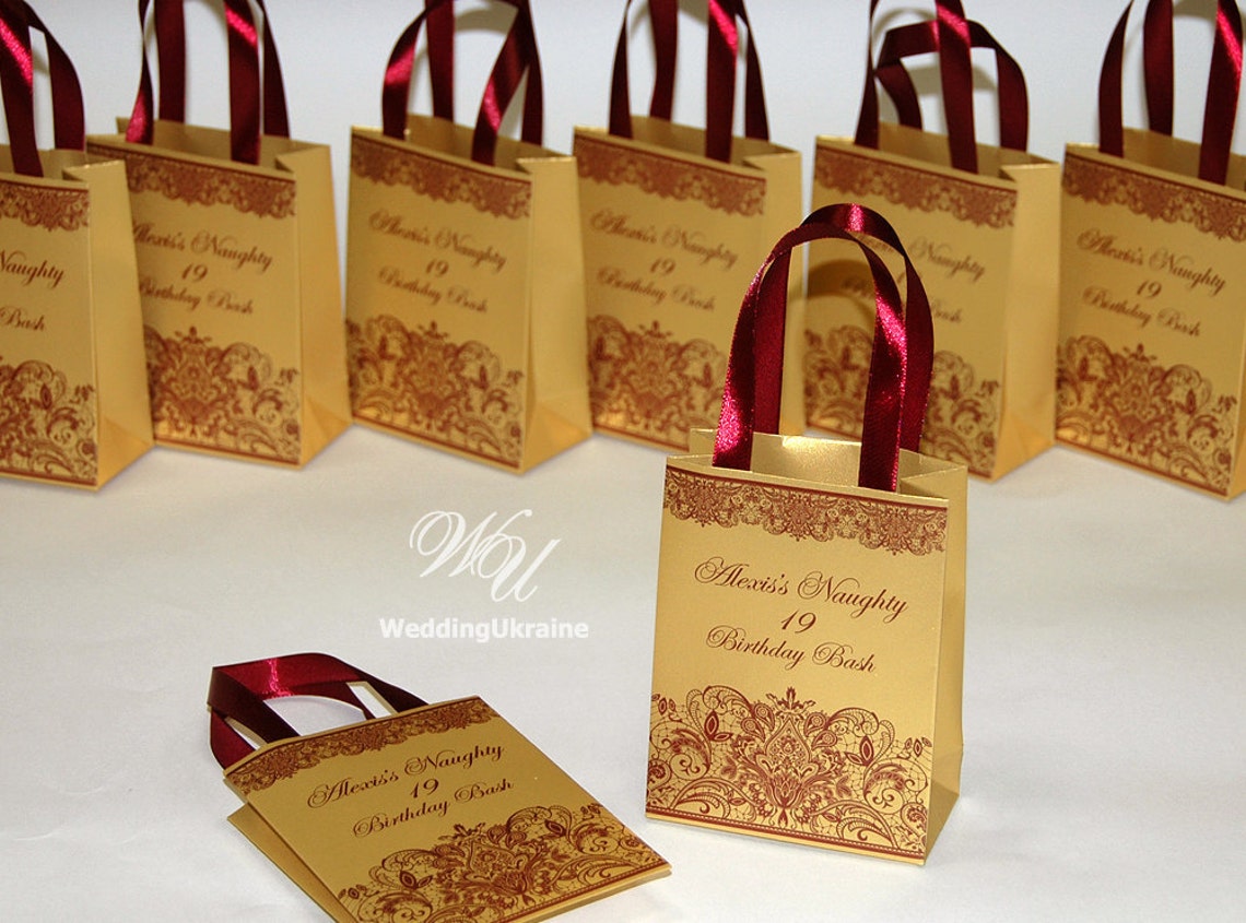 Gold Birthday Bash Bags for Small Gifts - Custom Personalized With ...