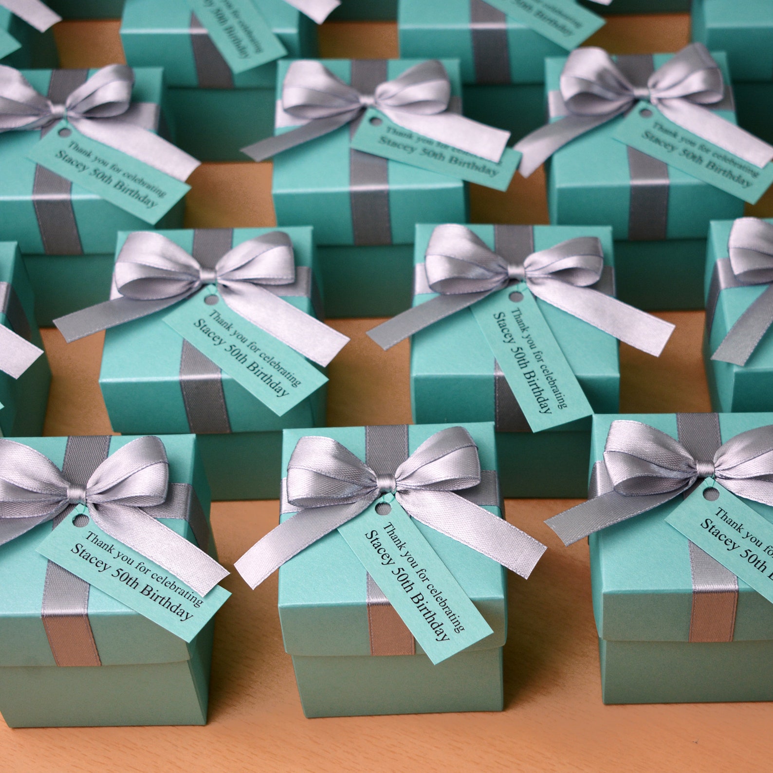 Personalized 50th Birthday Party Favor Box With Satin Bow and - Etsy