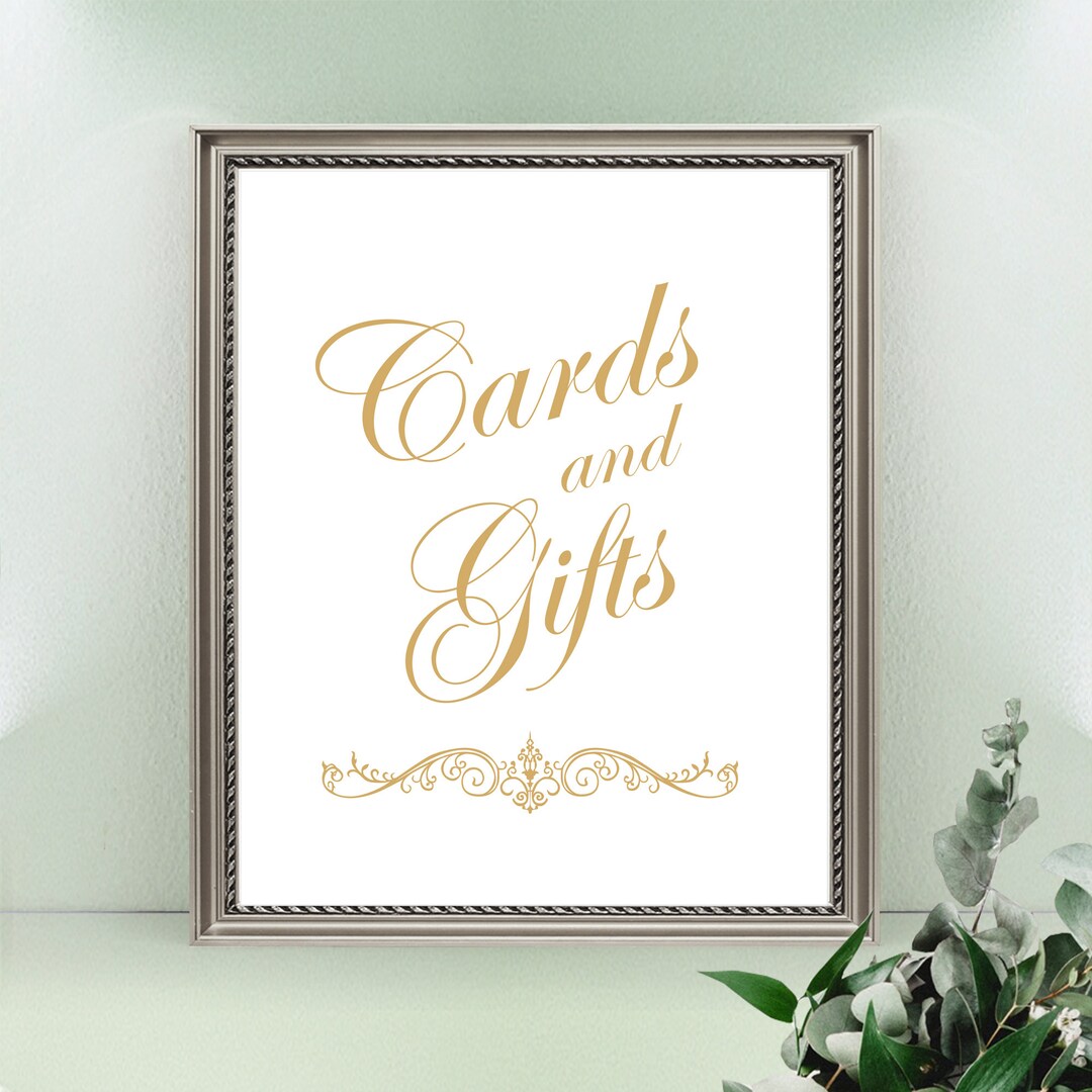 Gold Cards & Gifts Sign Template, Modern Calligraphy, Wedding Table ...