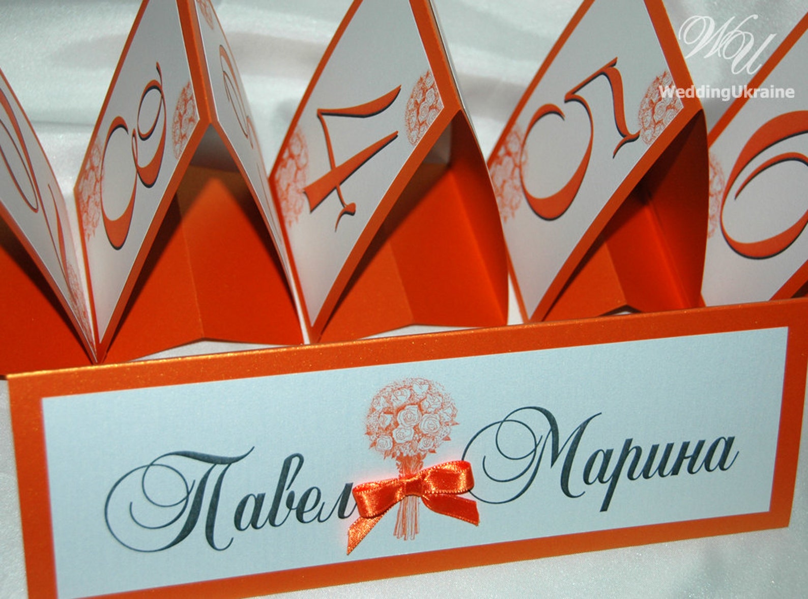 Orange Wedding Table Numbers - Tented Wedding Table Number Signs ...