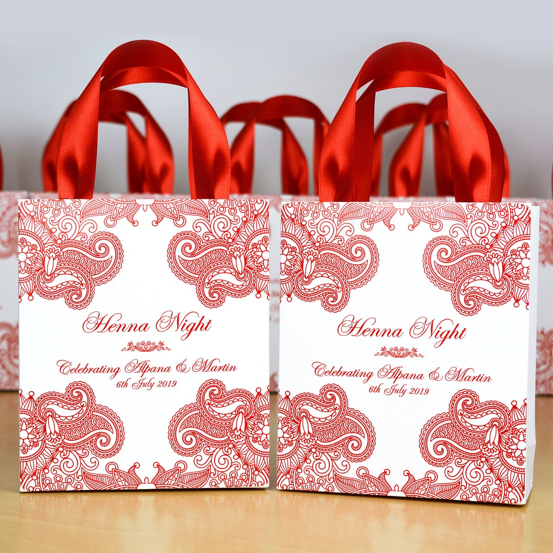 35 Henna Night Gift Bags With Satin Ribbon Handles & Your Names ...