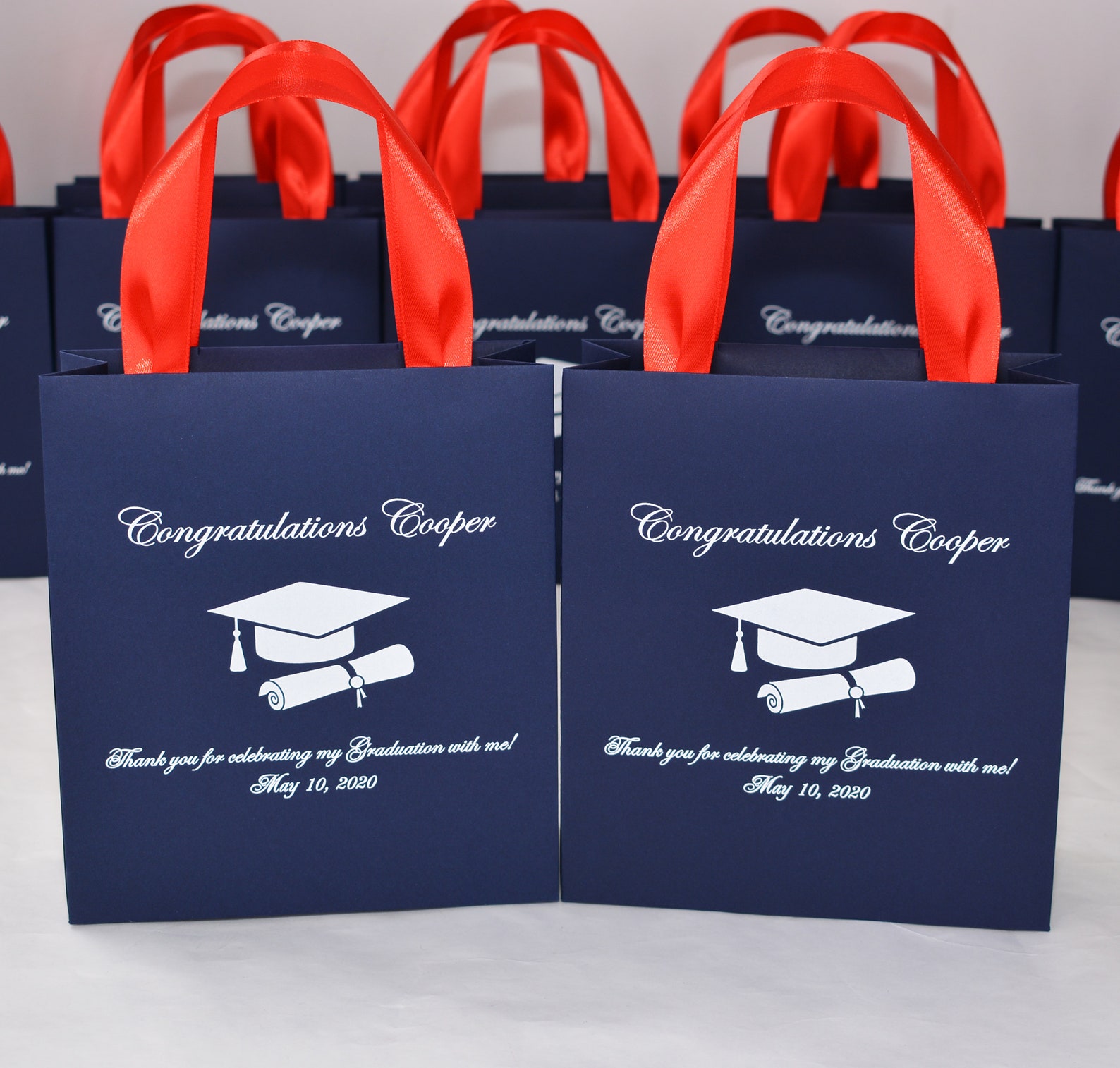 20 Graduation Celebration Bags With Satin Ribbon Handles and | Etsy