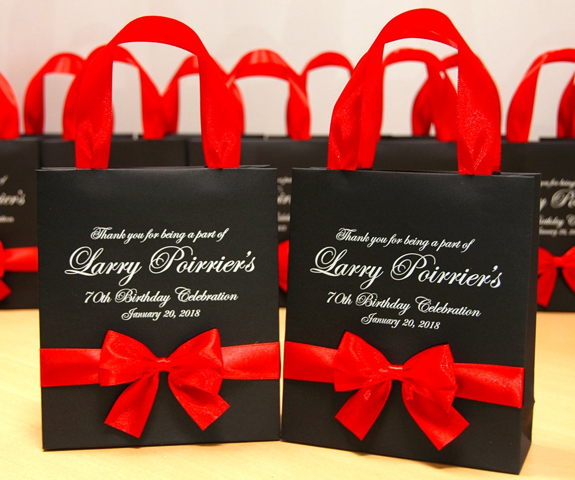 20 Birthday Bags With Satin Ribbon Handles, Bow and Name, Personalized ...