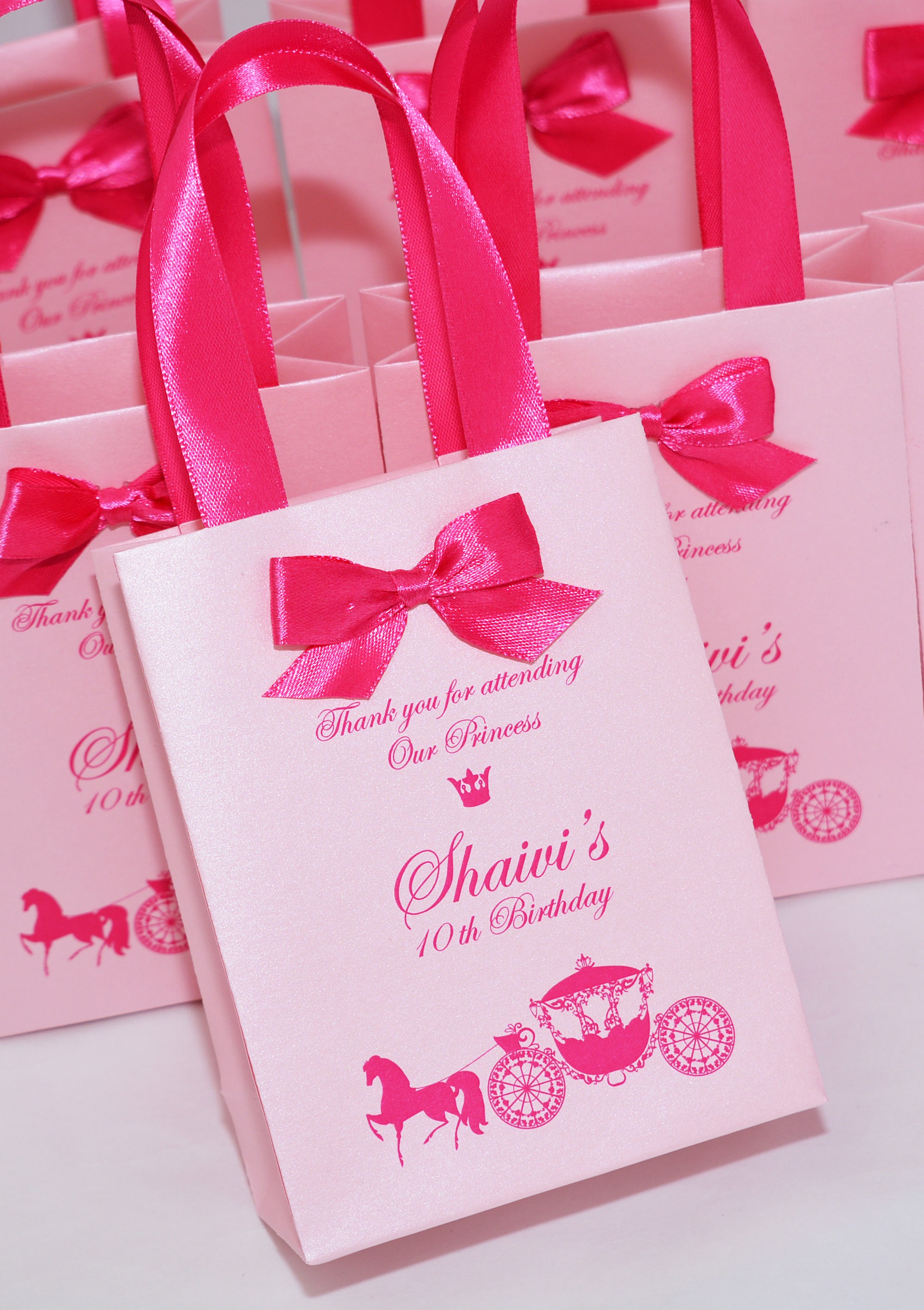 Elegant Pink Birthday gift bags for party favor for guests | Etsy