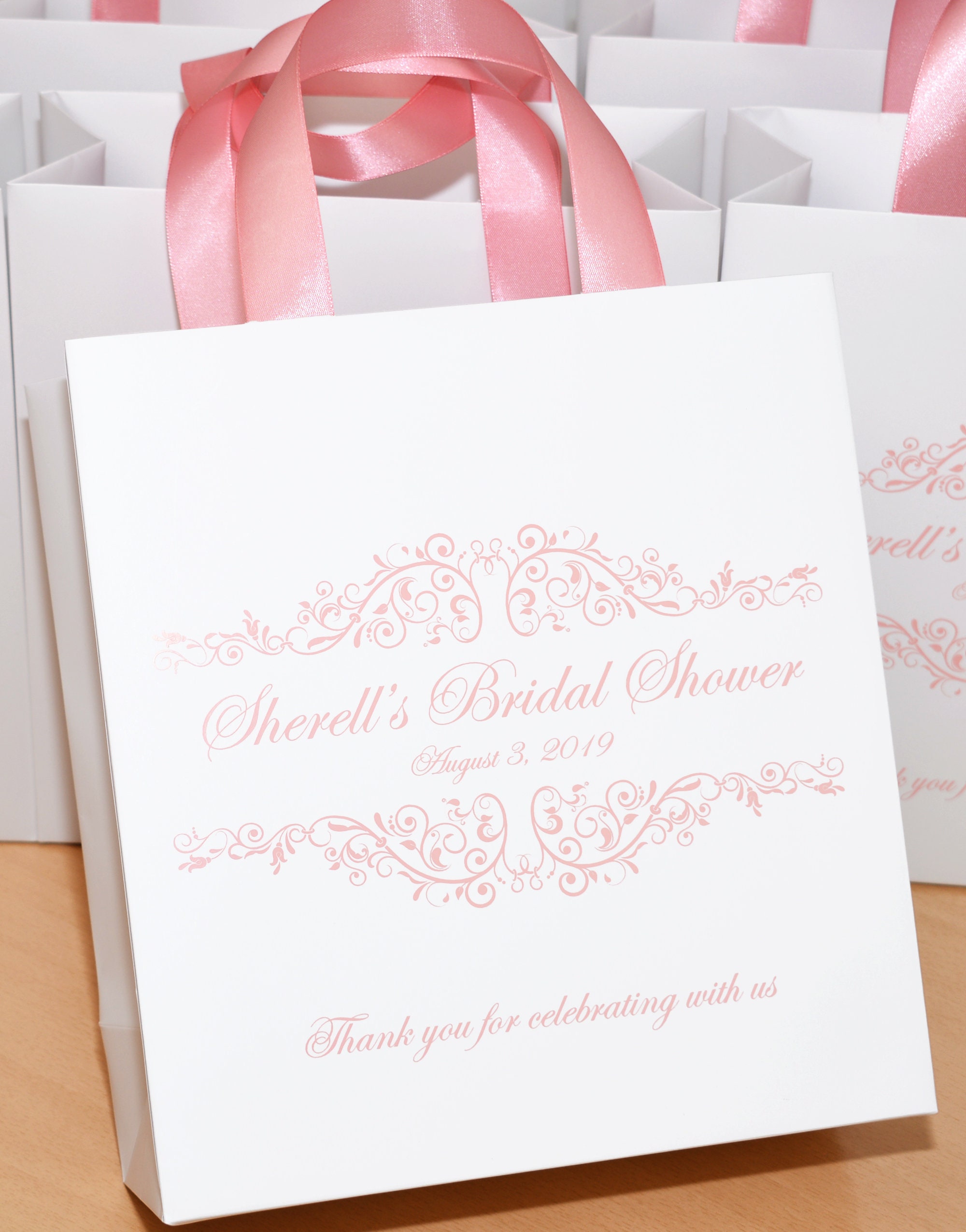 25 Blush Bridal Shower Gift Bags Personalized Wedding Party Bag With ...