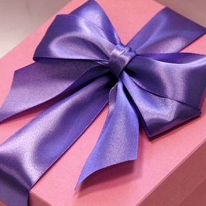 Elegant Gift Box With Satin Ribbon and Big Doubled Bow Pink and ...