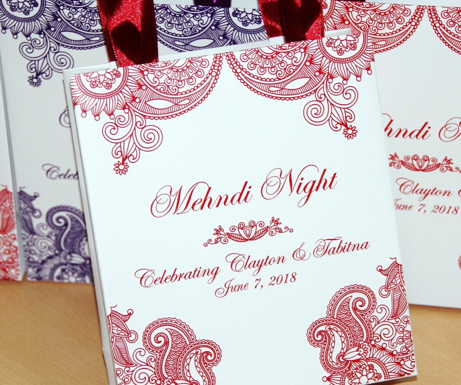 30 Mehndi night gift bags with satin ribbon handles & your | Etsy