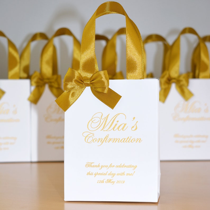 25 Confirmation Gift Bags With Satin Ribbon Handles, Bow and Custom ...