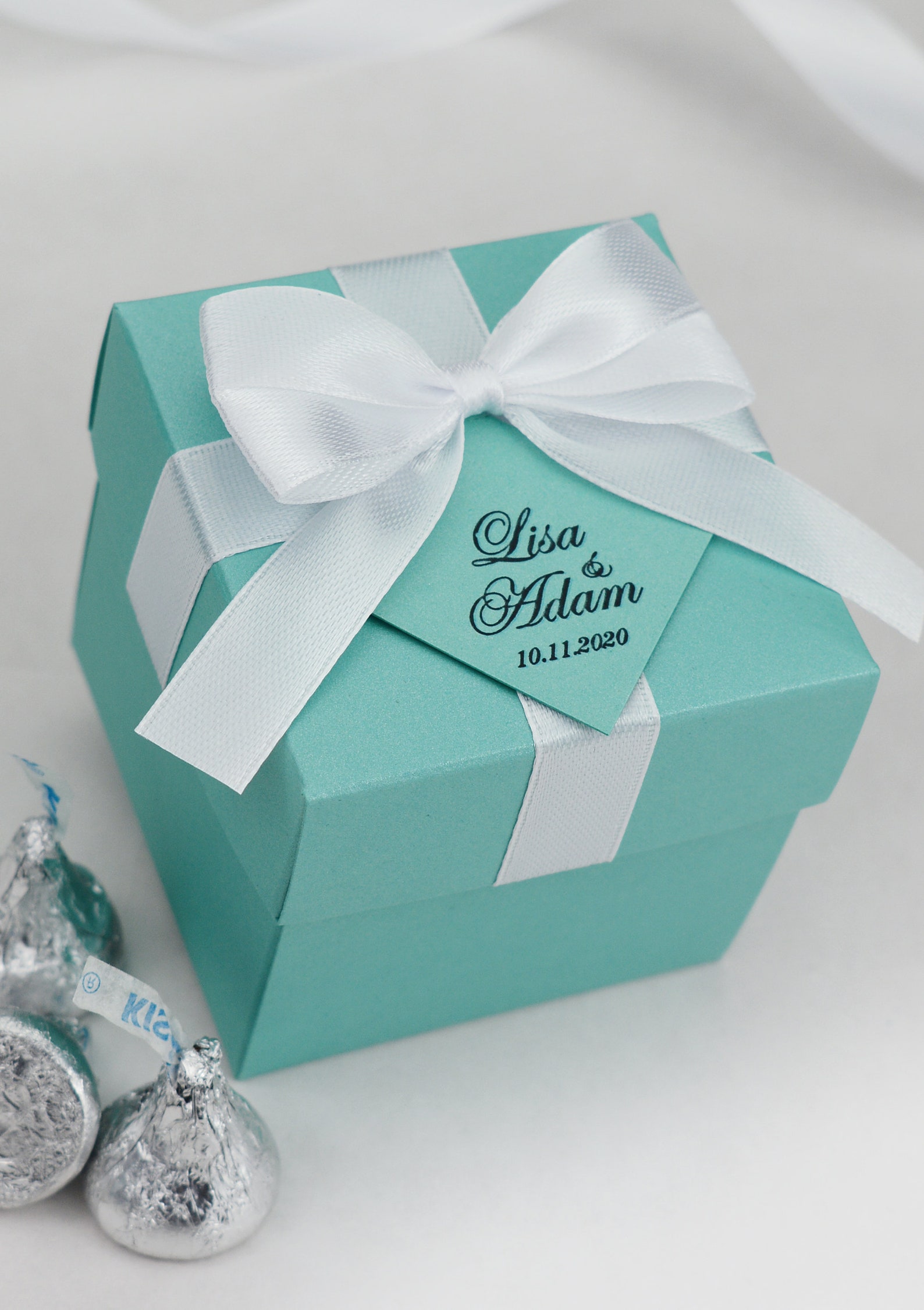 Wedding Favor Boxes With Satin Ribbon Bow and Your Names - Etsy