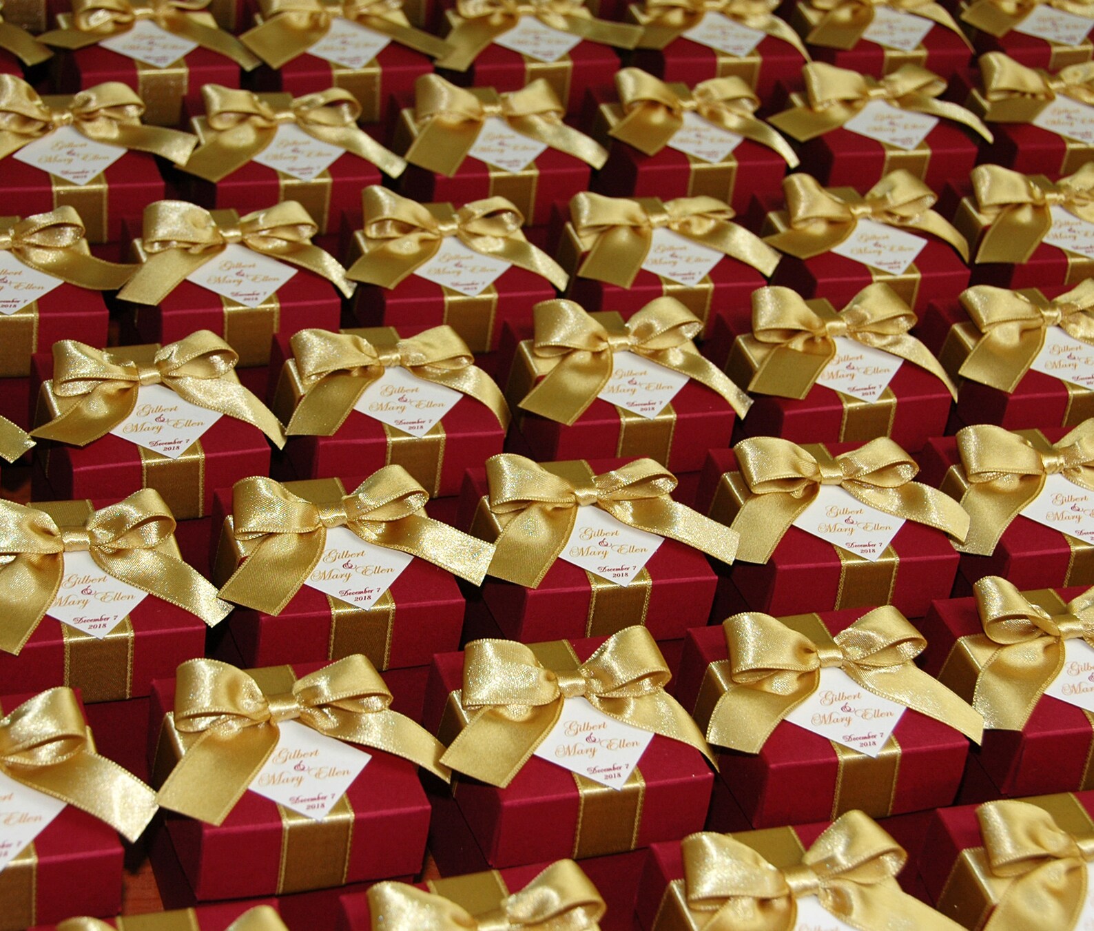 24 Black & Gold Wedding Favor Gift Box With Satin Ribbon, Bow and Your ...